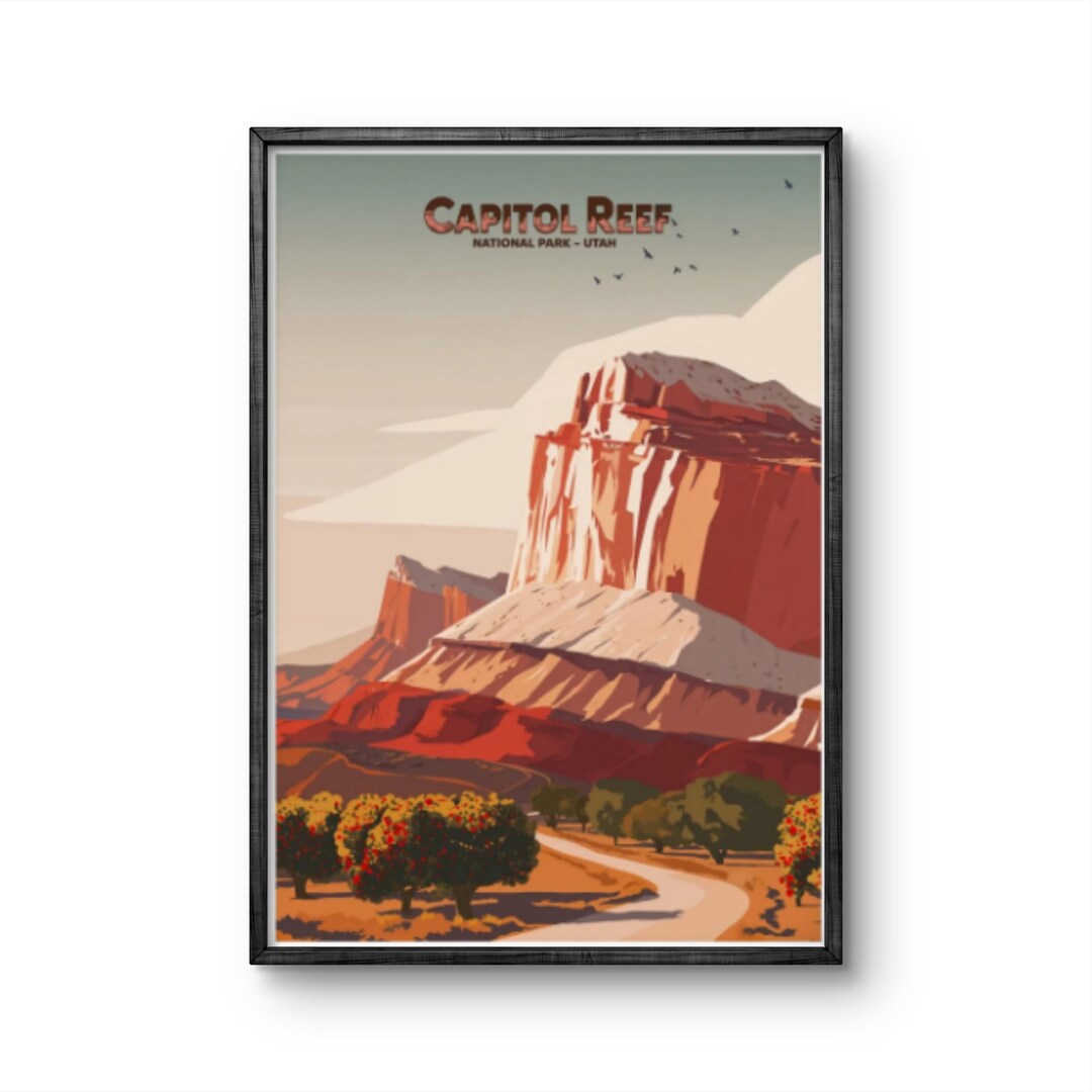 Capitol Reef Poster, Utah National Park Print, Red Rock Canyon Wall Art ...