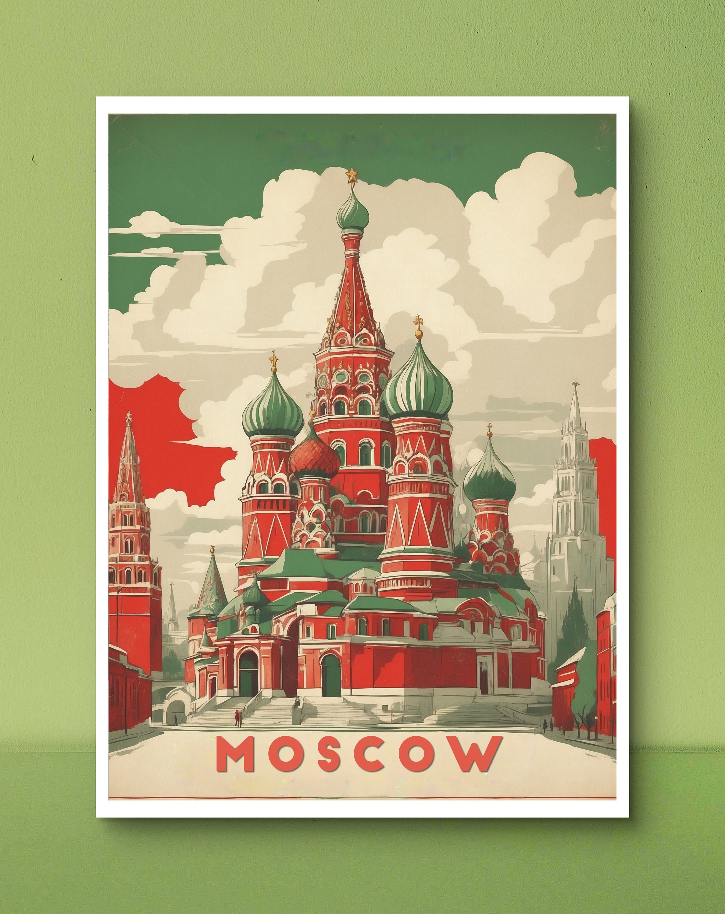 Moscow Poster Iconic St. Basil's Cathedral Art Print Captivating ...