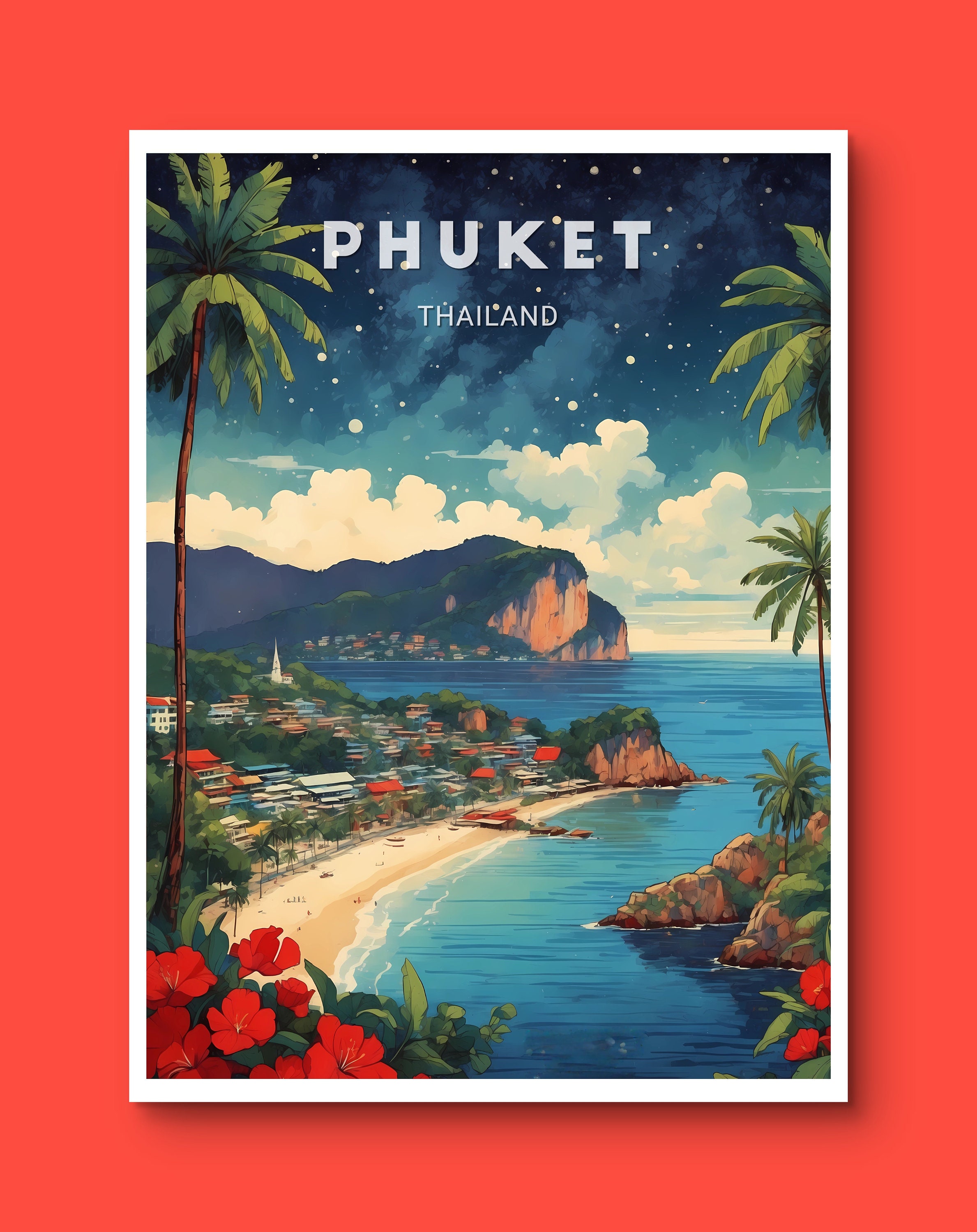 Phuket Poster Stunning Tropical Nightscape Art Print With Vibrant ...