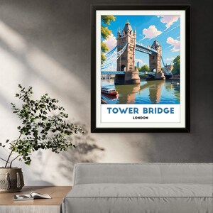 Vintage Tower Bridge London Poster Iconic London Landmark Art Print ...