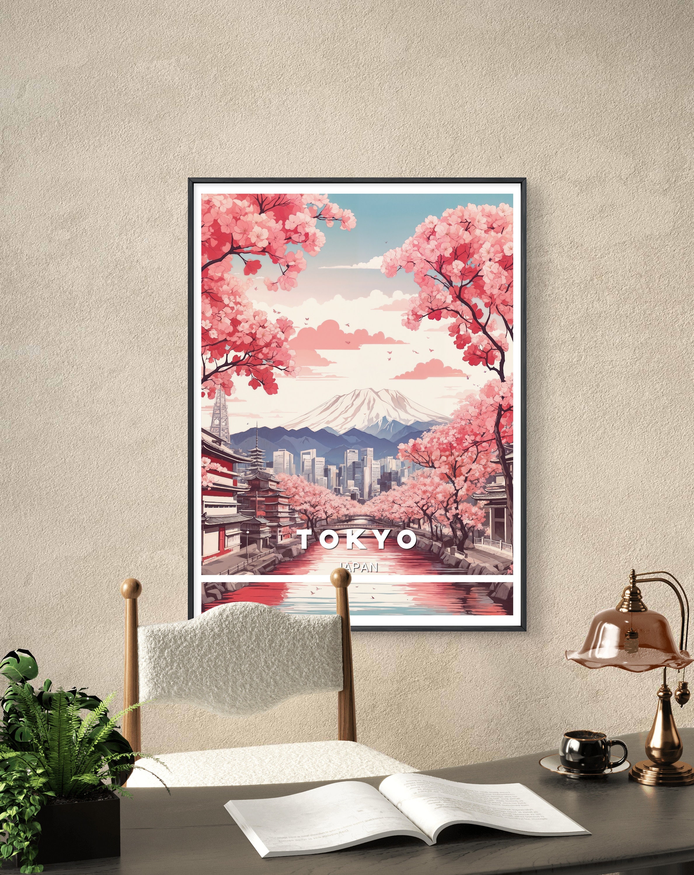 Tokyo Poster Captivating Tokyo Print of Cherry Blossoms, Mount Fuji ...