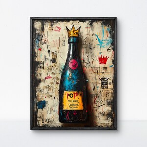 Pop & Celebrate" Champagne Bottle Art Poster – A Bold Expression of Joy ...