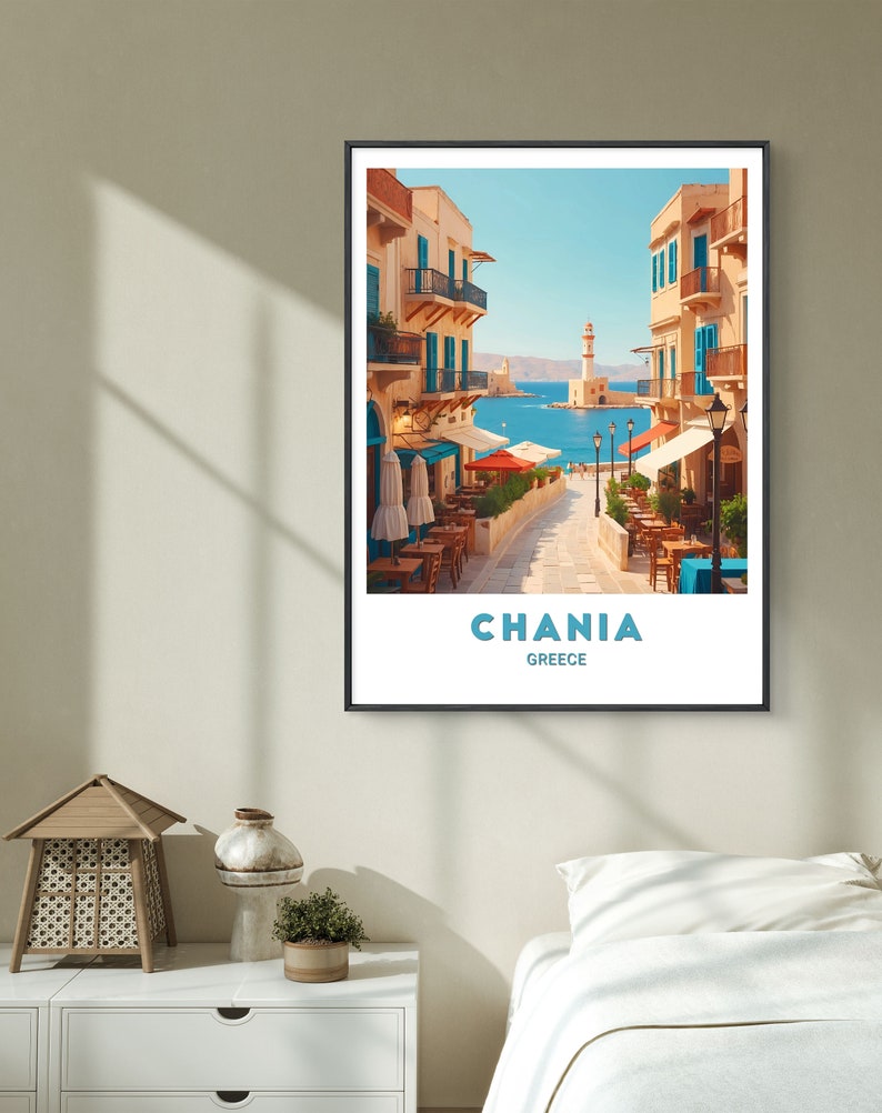 Chania Poster Vibrant Coastal Scene From Chania, Crete, Greece, Perfect for Home Decor, Travel ...