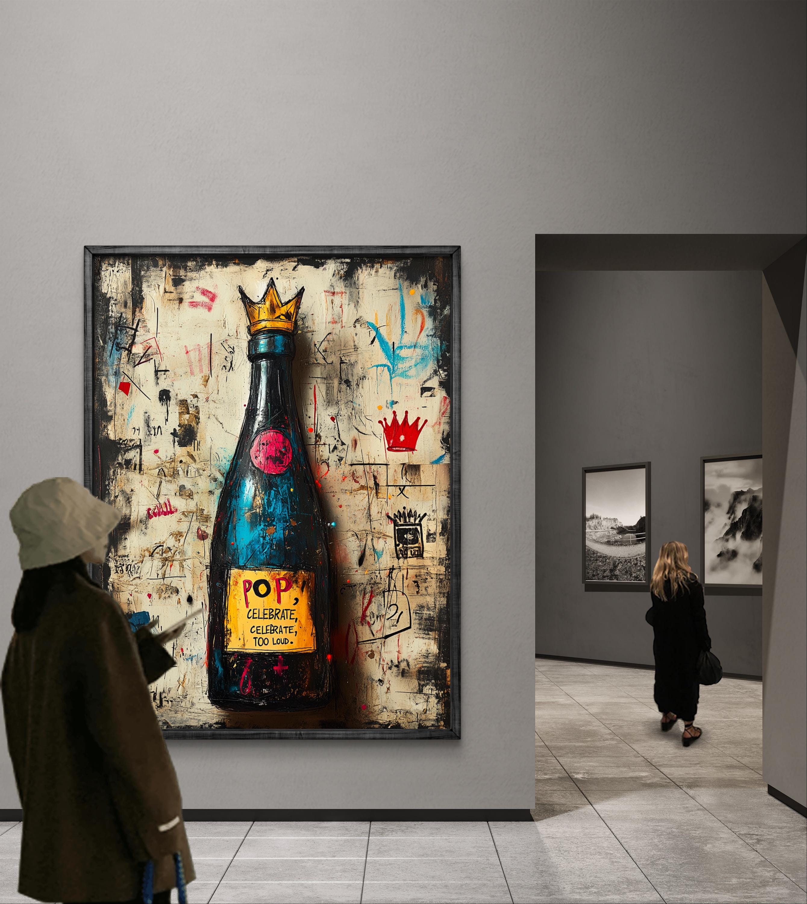 Pop & Celebrate" Champagne Bottle Art Poster – A Bold Expression of Joy ...