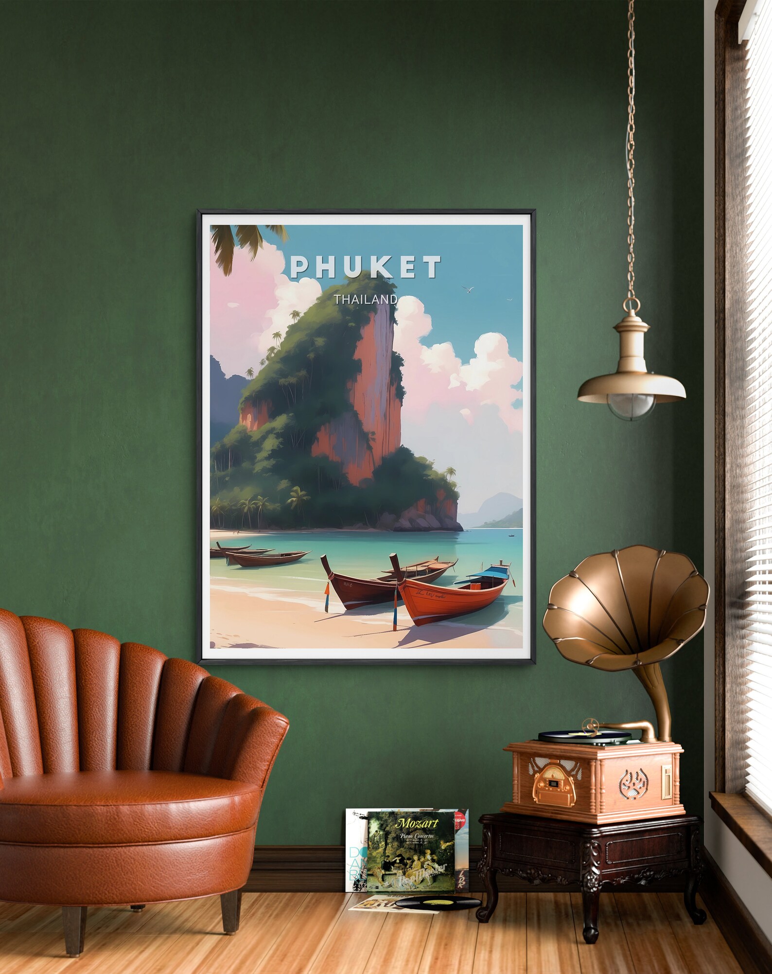 Phuket Poster - Scenic Tropical Beach With Traditional Longtail Boats ...