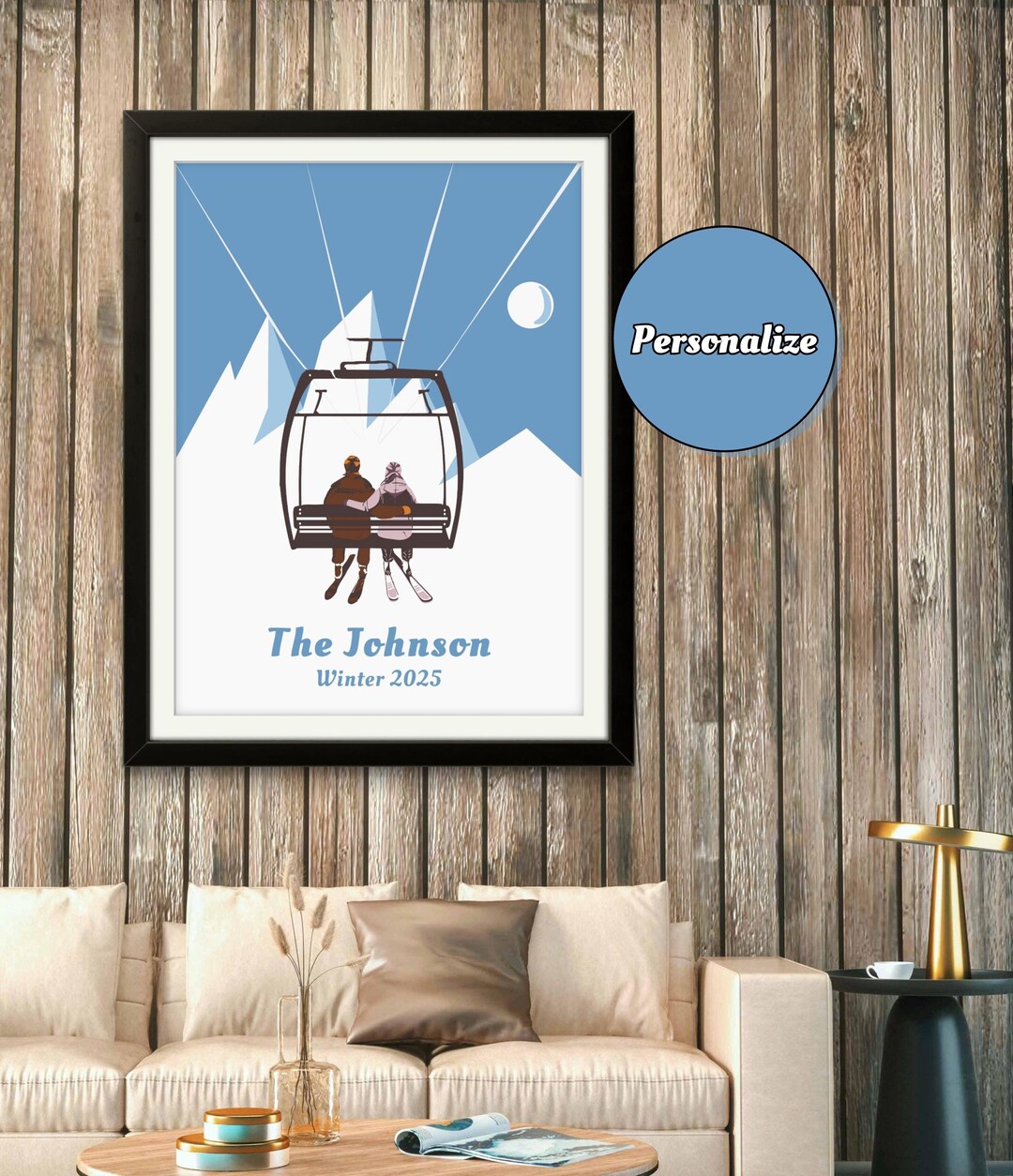 Personalized Skiing Print / Retro-style Skier Poster / Custom Gifts for ...