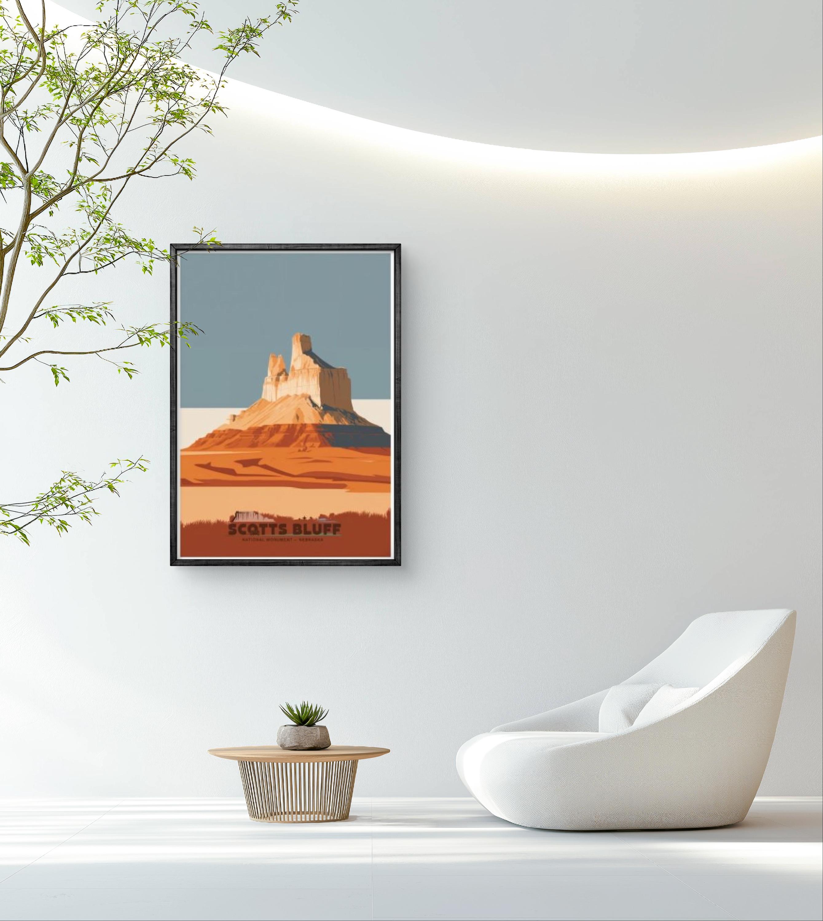 Scotts Bluff National Monument Poster: Vintage Nebraska Travel Art - Etsy