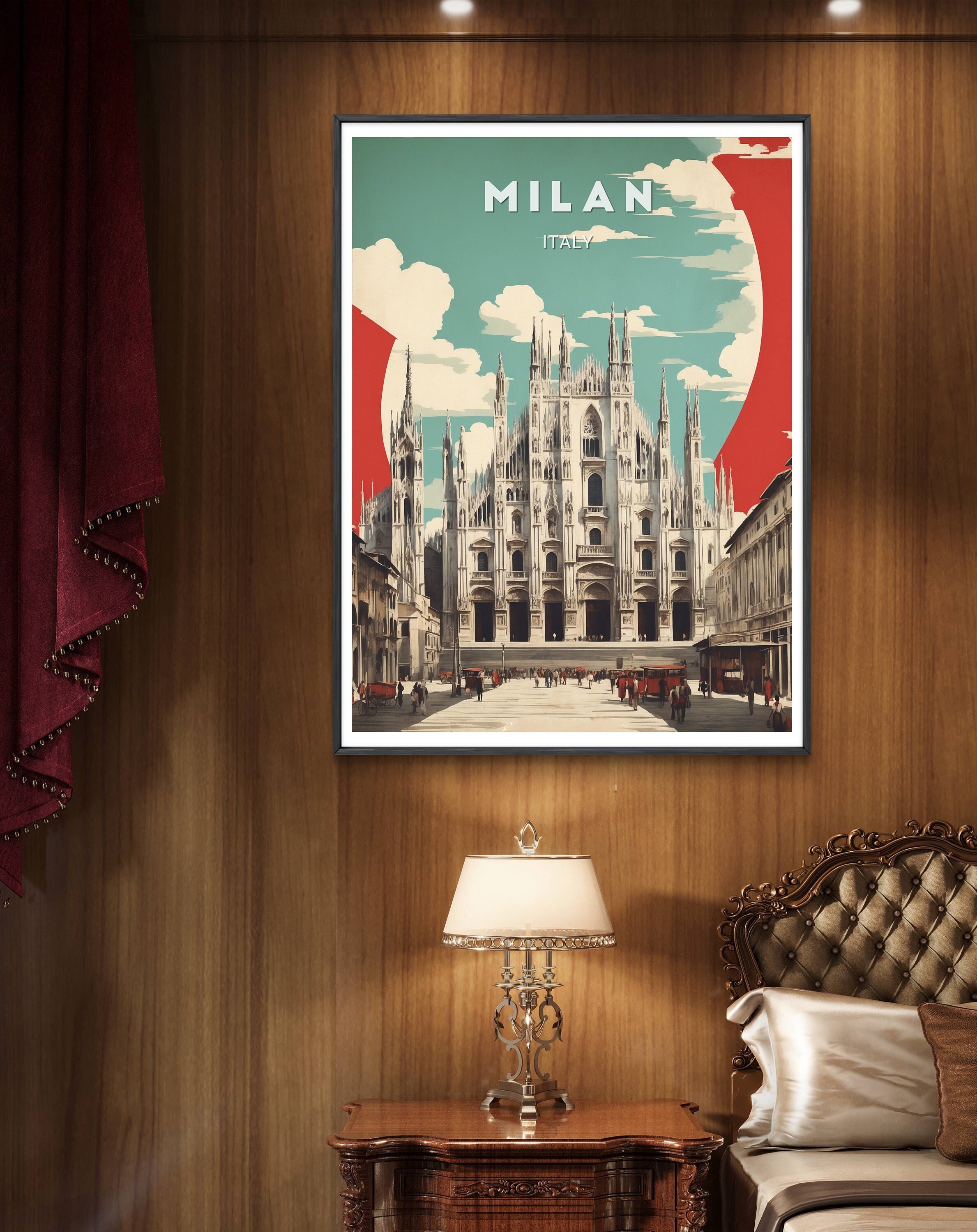 Milan Poster Stunning Vintage Style Art Print of Milan Cathedral ...