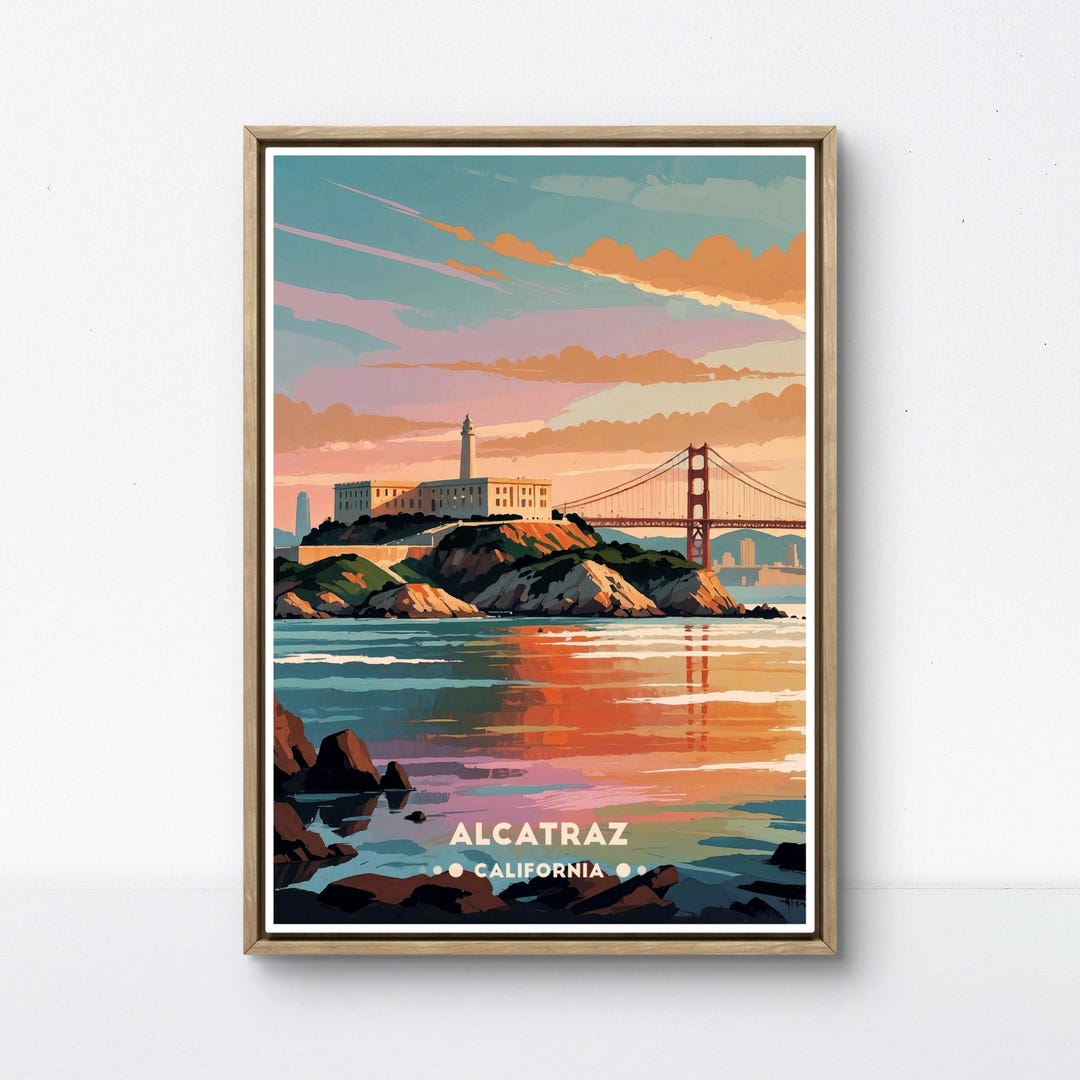 Alcatraz Poster, San Francisco Bay Art, California Landmark Print ...