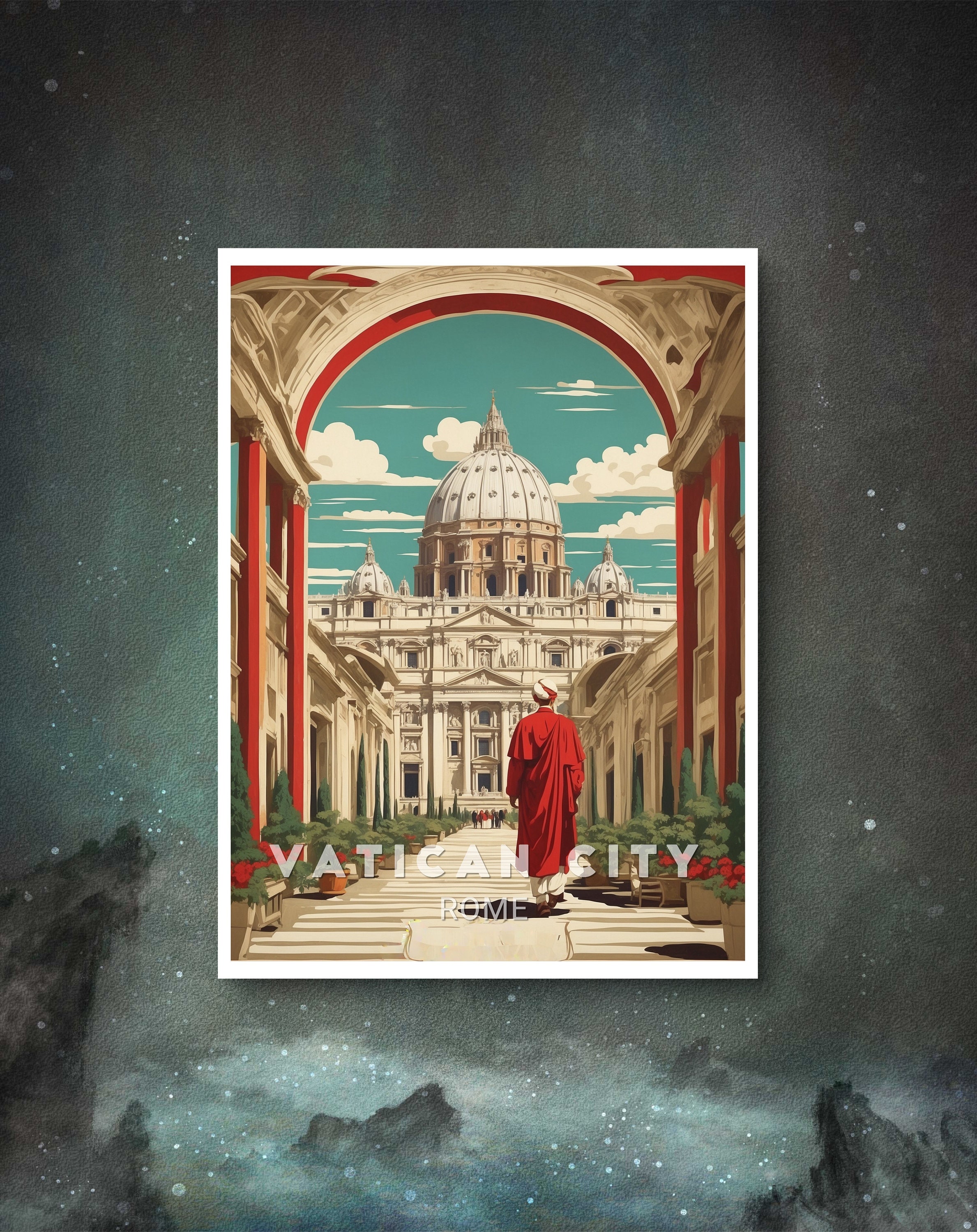 Vatican City Poster Stunning Print of St. Peter's Basilica and Vatican ...