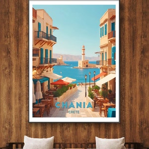 Chania Poster - Vibrant Coastal Scene From Chania, Crete, Greece, Perfect for Home Decor, Travel ...