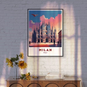 Milan Poster Stunning Art Print of Milan Cathedral With Vibrant Sunset ...