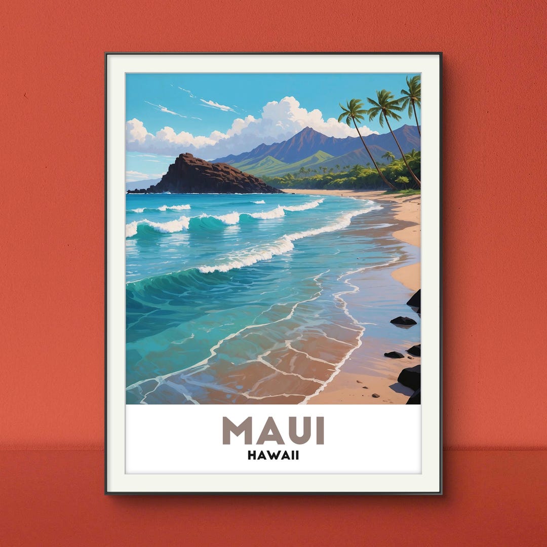 Maui Poster - Tropical Beach Paradise - Hawaii Wall Art - Etsy