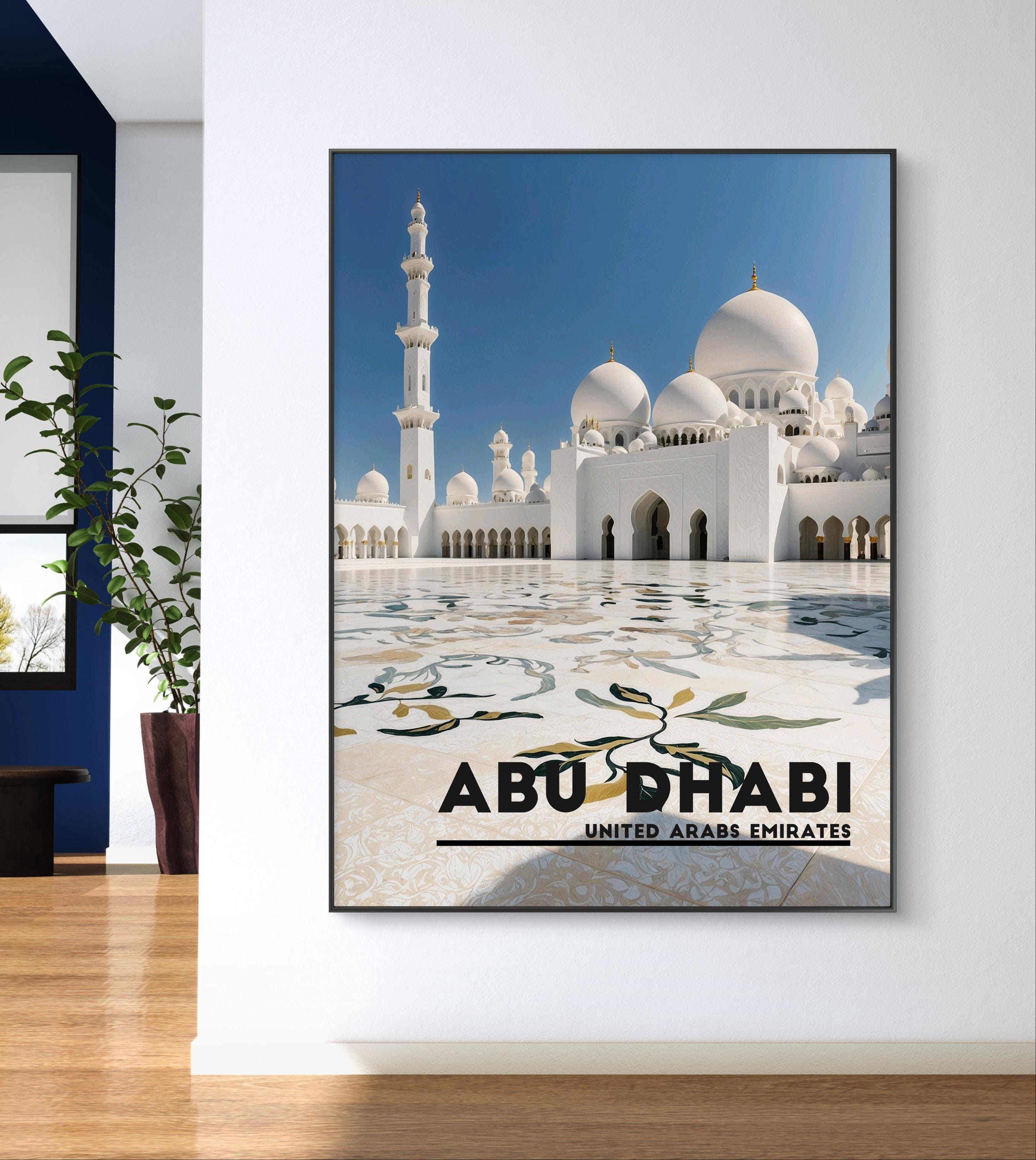 Abu Dhabi Poster Sheikh Zayed Grand Mosque Poster Elegant Wall Art for ...