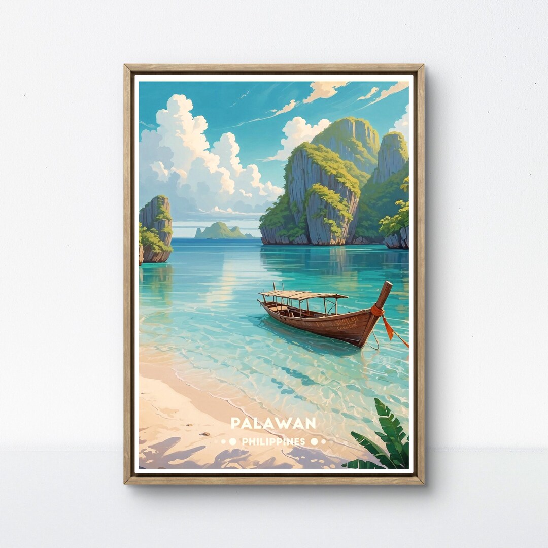 Palawan Vintage Travel Poster: Philippines Tropical Island Art - Etsy