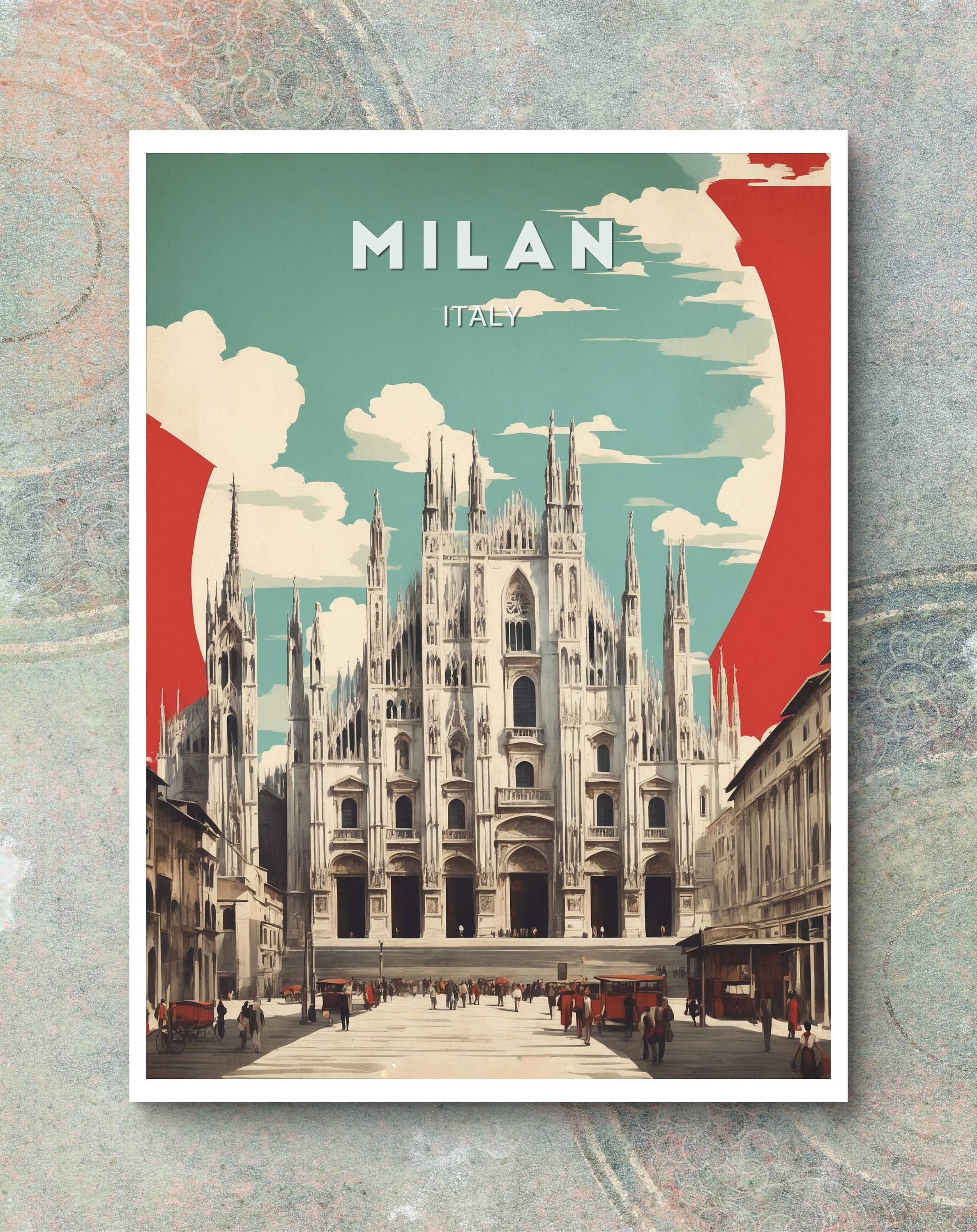 Milan Poster Stunning Vintage Style Art Print of Milan Cathedral ...