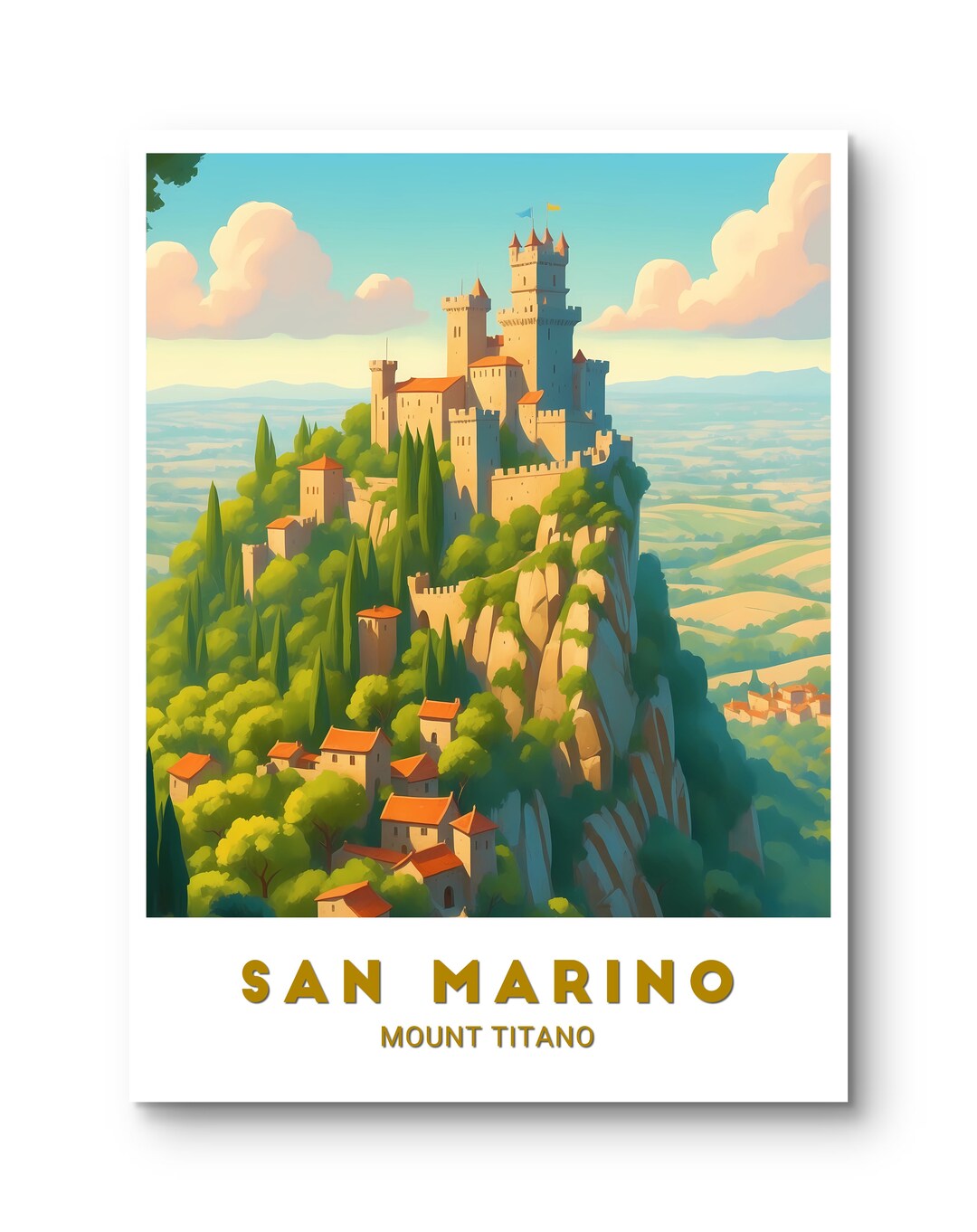 San Marino Poster Stunning Art Print of Mount Titano, Perfect for Home ...