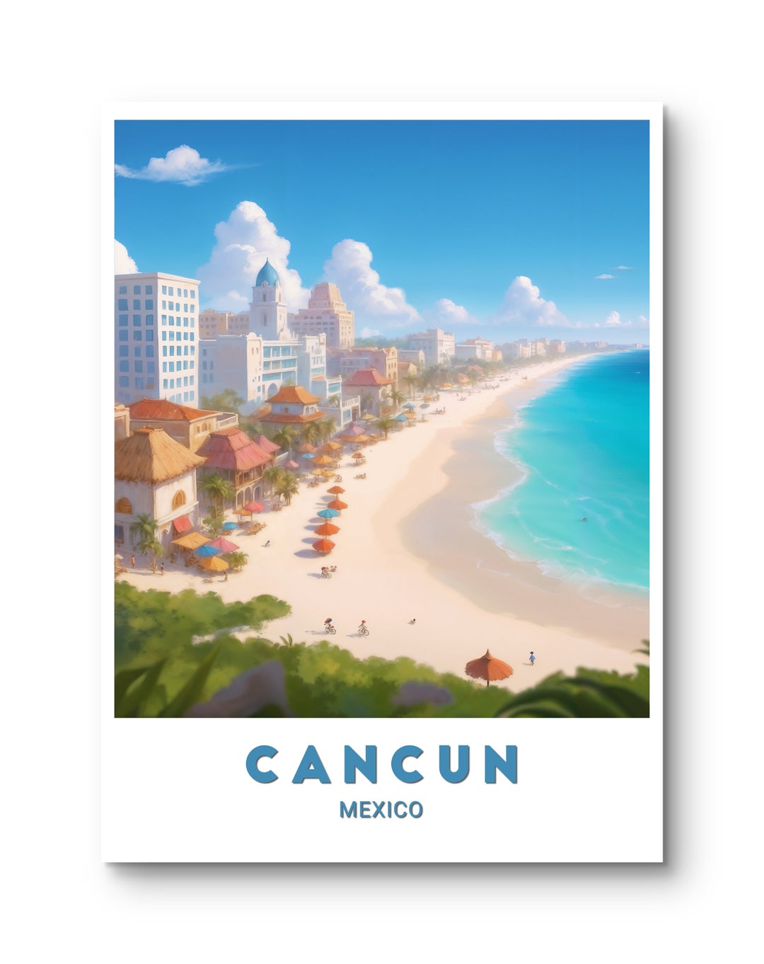 Cancun Poster Stunning Art Print of Cancun's Beachfront Paradise With ...