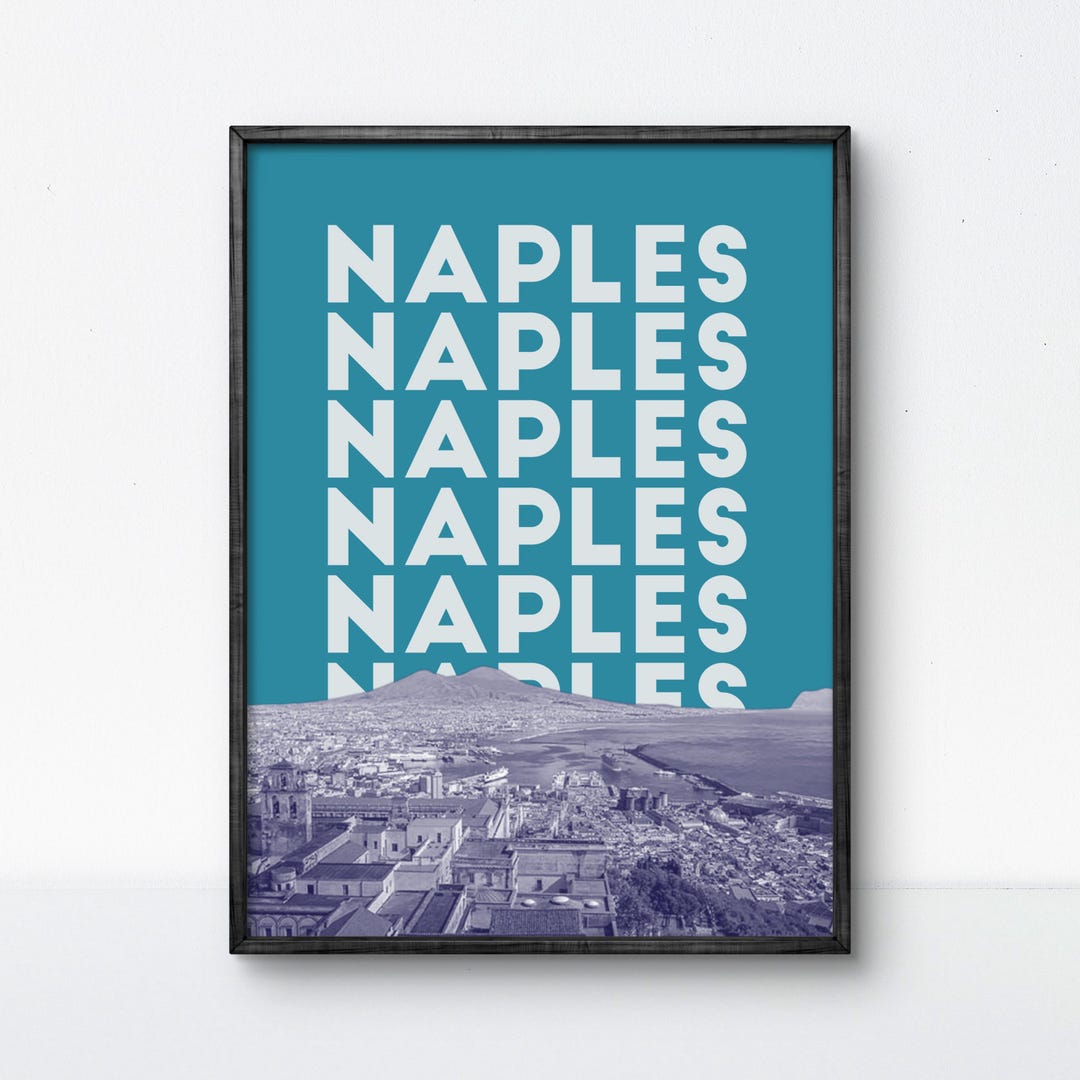 Naples Poster With Bold Typography and Scenic View for Modern Wall Art ...