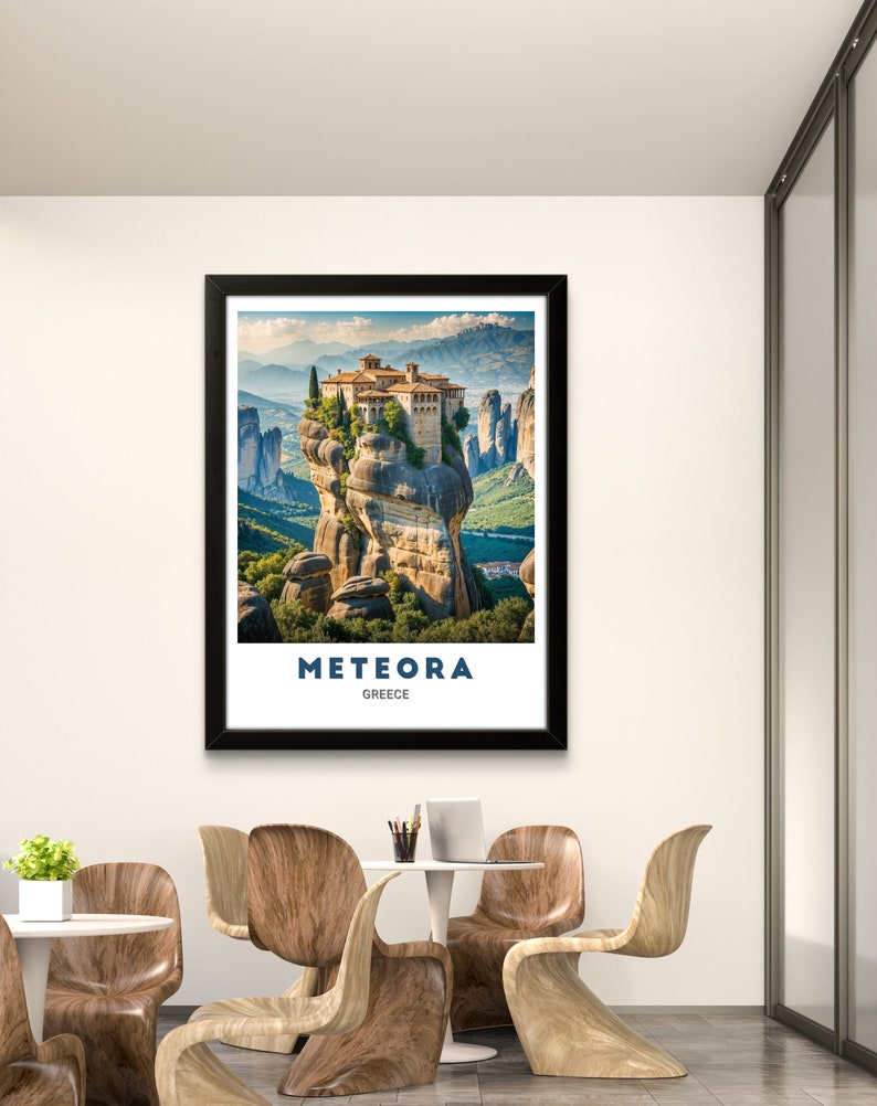 Meteora Greece Poster: Monasteries on Rock Pillars Wall Art - Etsy