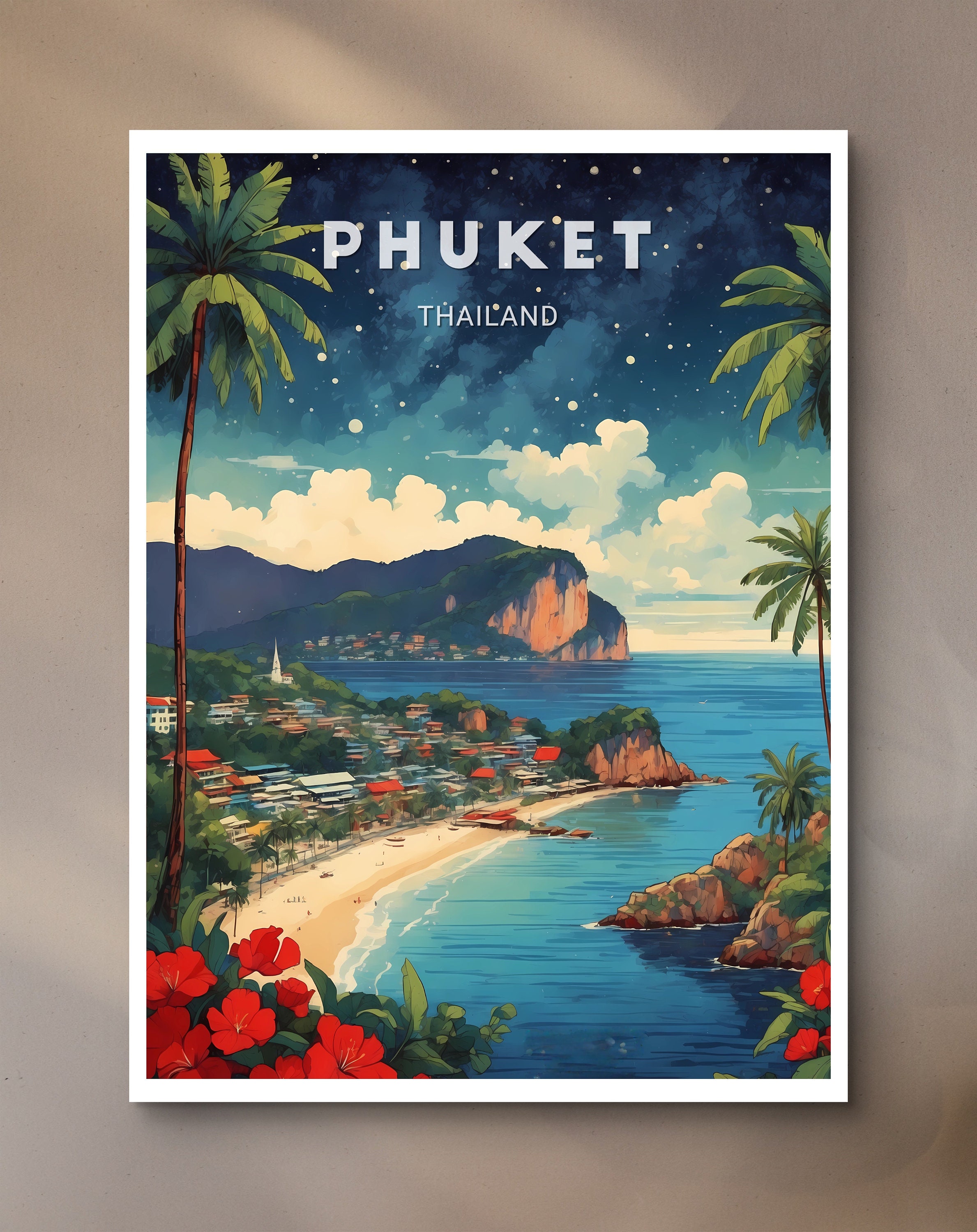 Phuket Poster Stunning Tropical Nightscape Art Print With Vibrant ...
