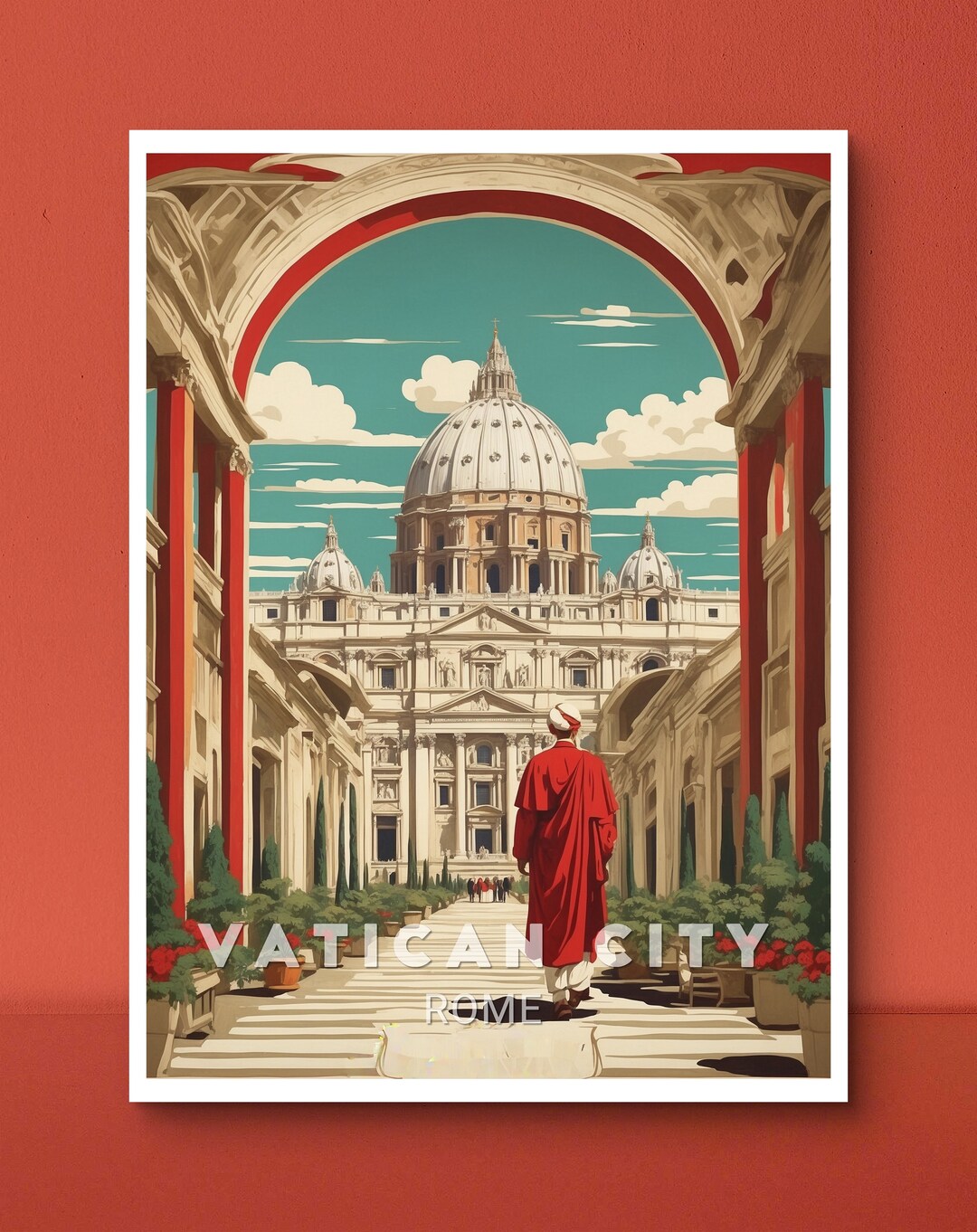 Vatican City Poster Stunning Print of St. Peter's Basilica and Vatican ...