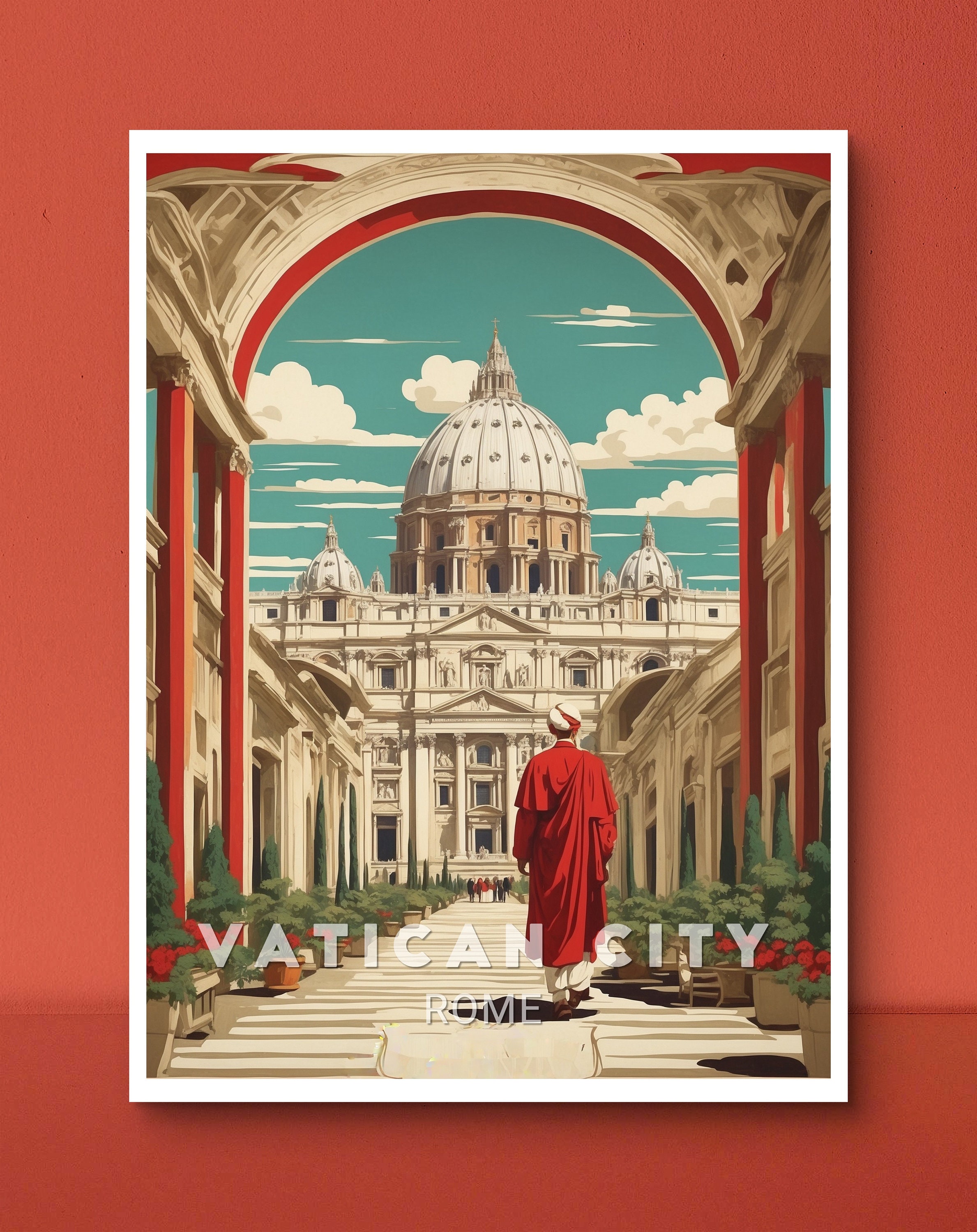 Vatican City Poster Stunning Print of St. Peter's Basilica and Vatican ...