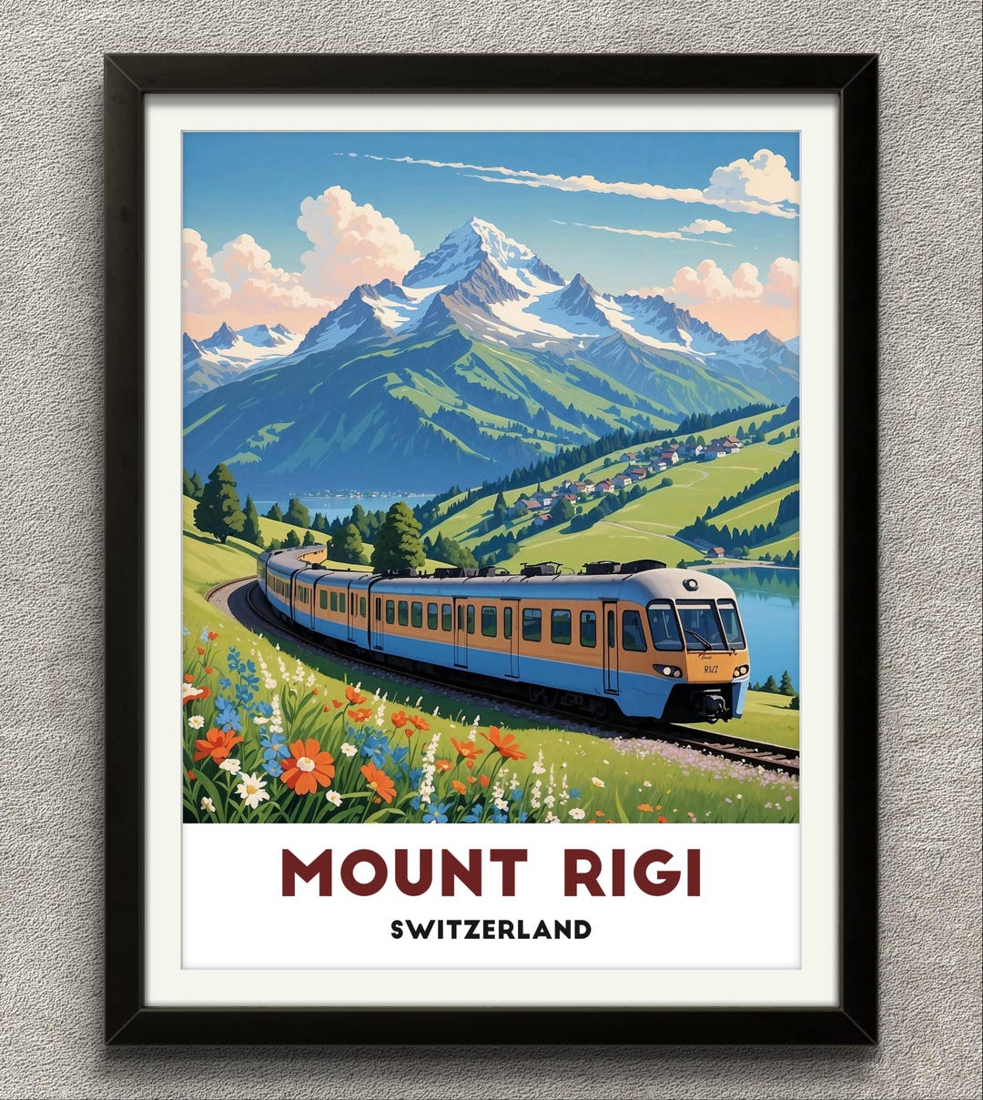 Mount Rigi Switzerland Poster: Alpine Train Travel Art - Etsy