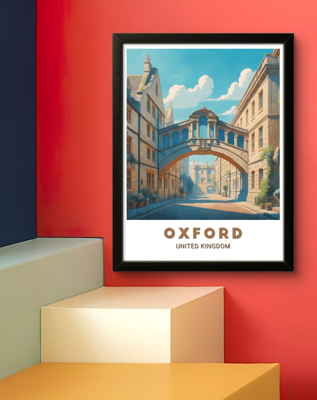 Oxford Poster: Historic Bridge of Sighs With Stunning Architectural ...