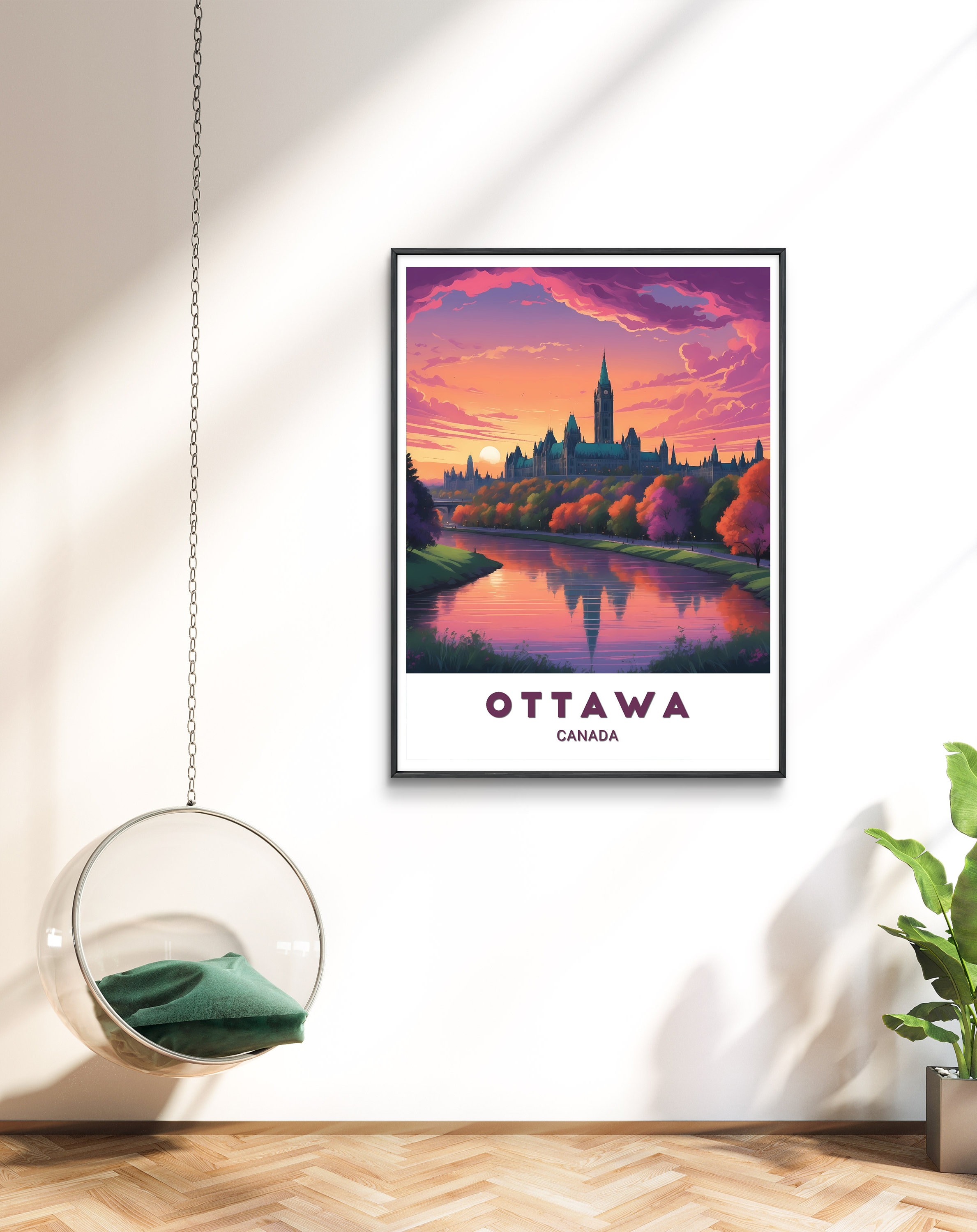 Ottawa Poster Breathtaking Sunset Over Parliament Hill and Rideau Canal ...