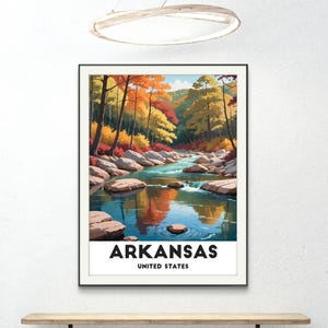 Arkansas Poster - Serene Autumn River Scene With Vibrant Fall Colors - Etsy