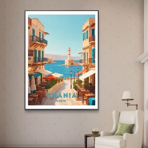 Chania Poster - Vibrant Coastal Scene From Chania, Crete, Greece ...