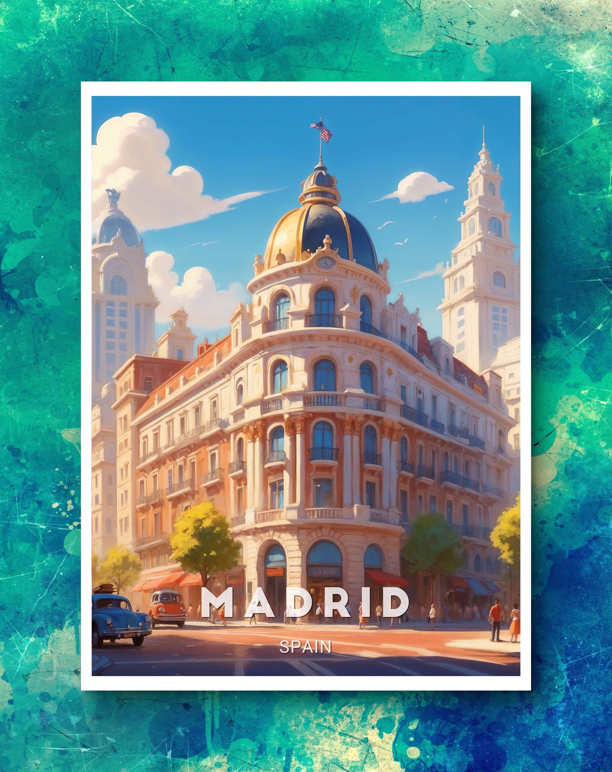 Madrid Poster Stunning Art Print of Madrid's Iconic Architecture and ...