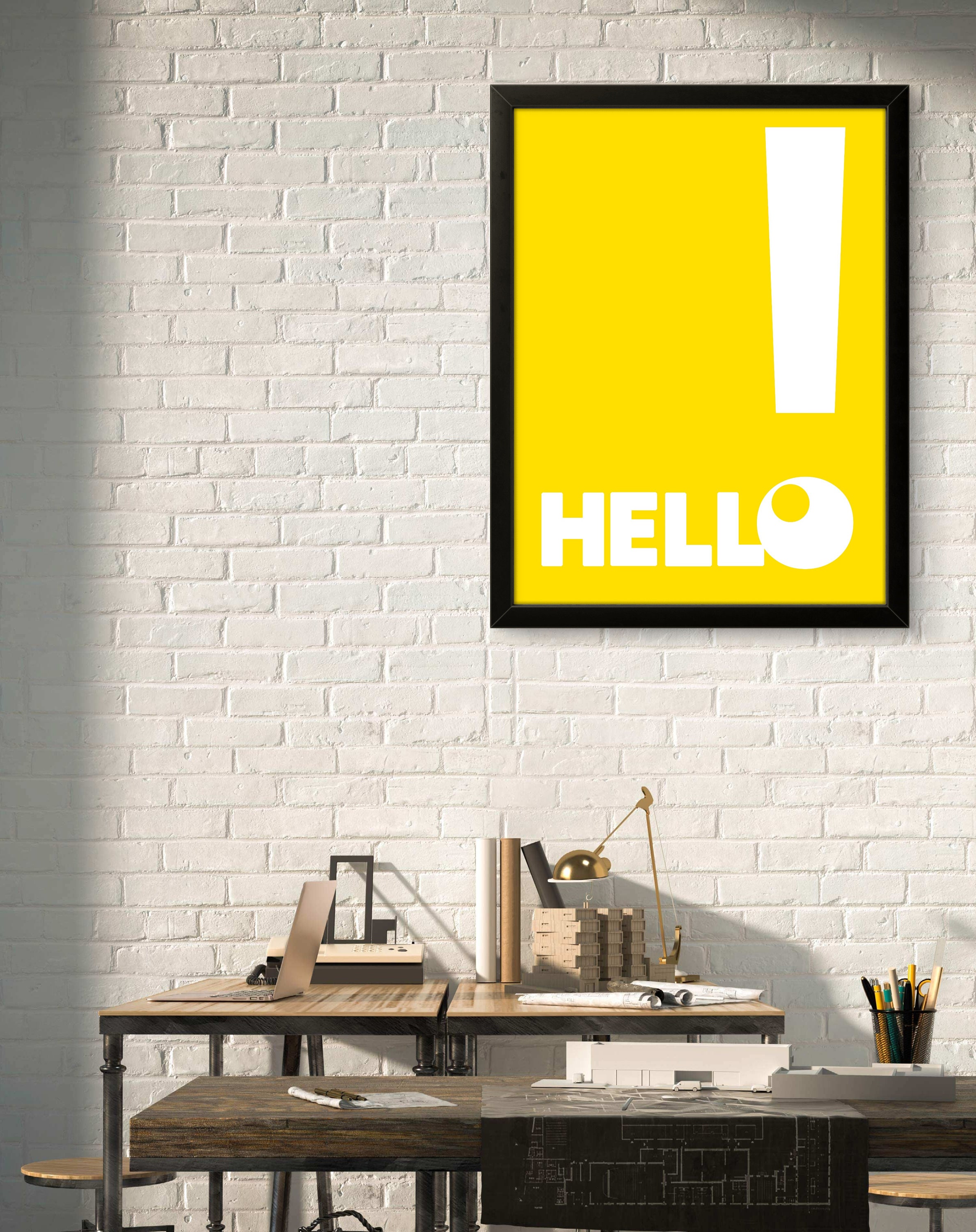 Hello Poster, Yellow Poster yellow 'hello' Greeting Poster Warm Welcome ...