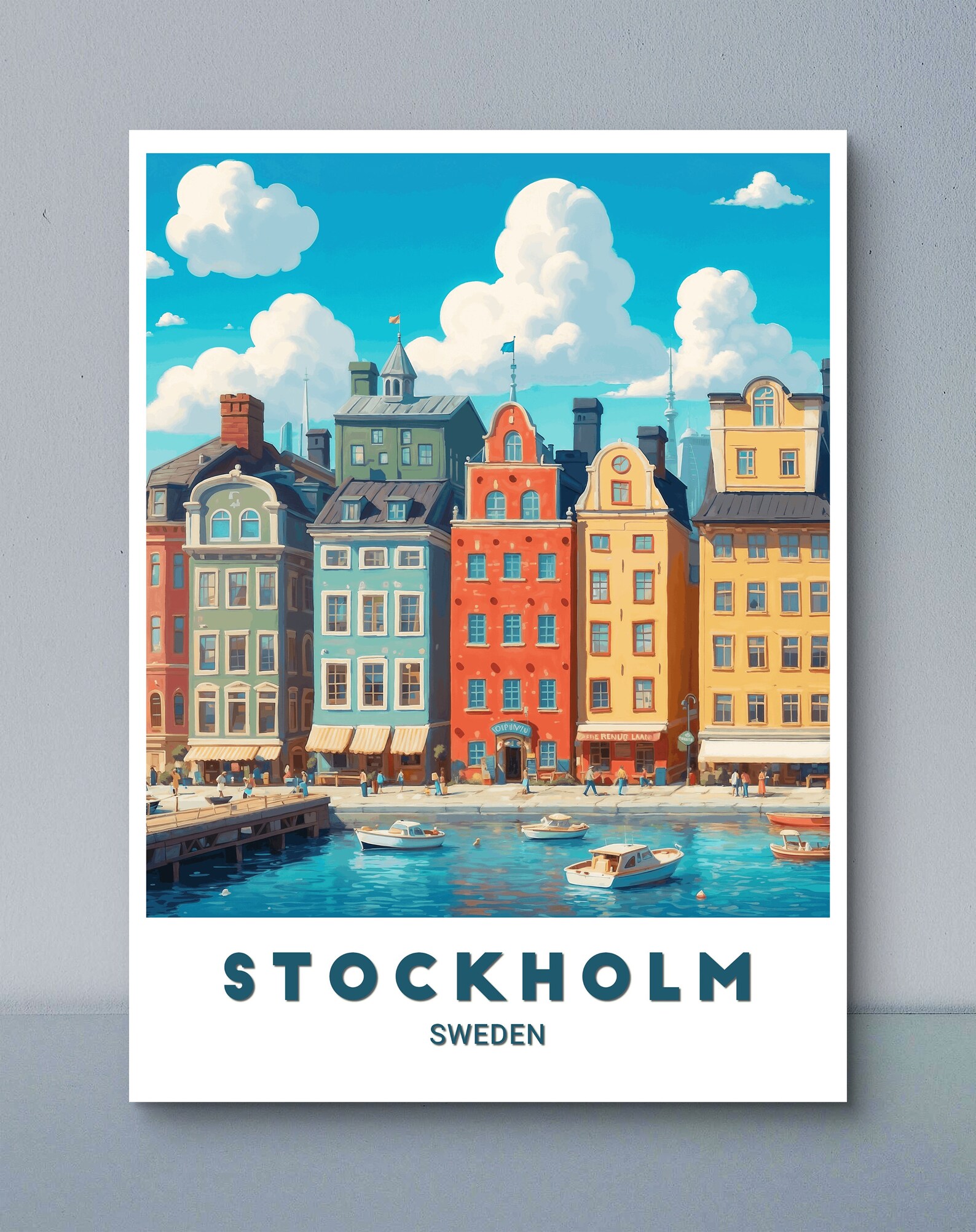Stockholm Poster: Vibrant Colors of the Historic Gamla Stan Perfect ...