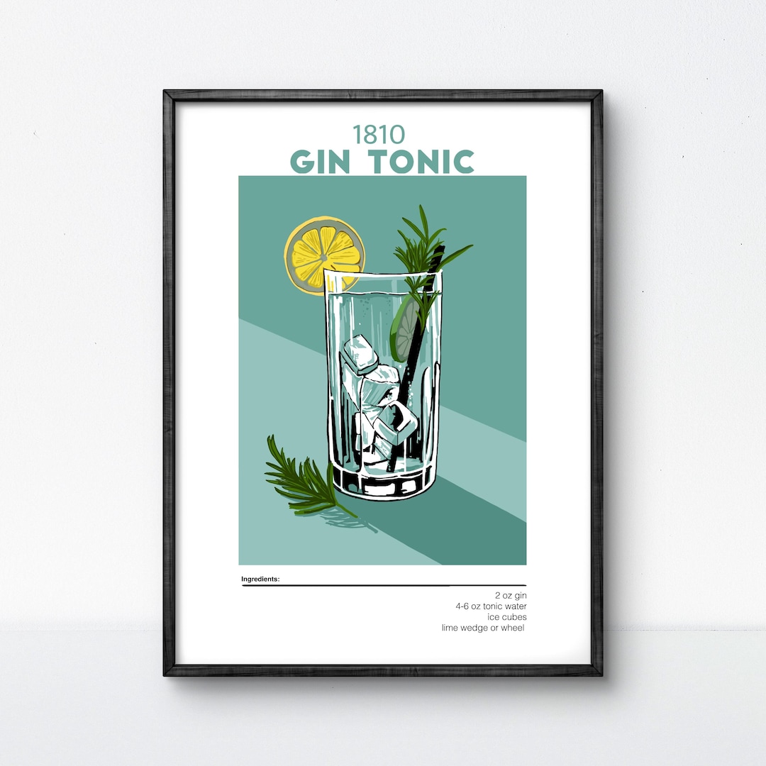 Vintage Gin Tonic Poster – Classic Cocktail Art for Home Bar & Lounge ...