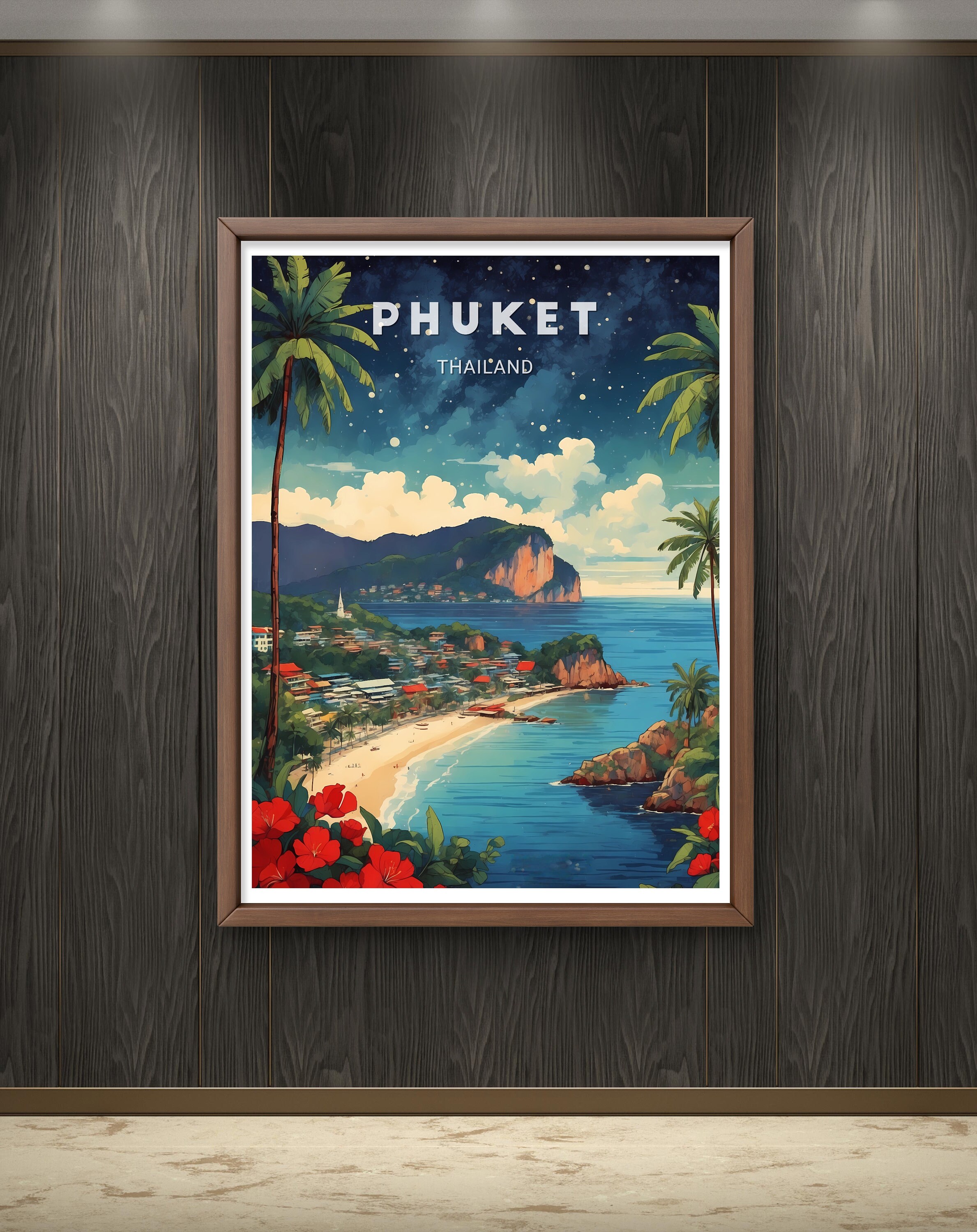 Phuket Poster Stunning Tropical Nightscape Art Print With Vibrant ...
