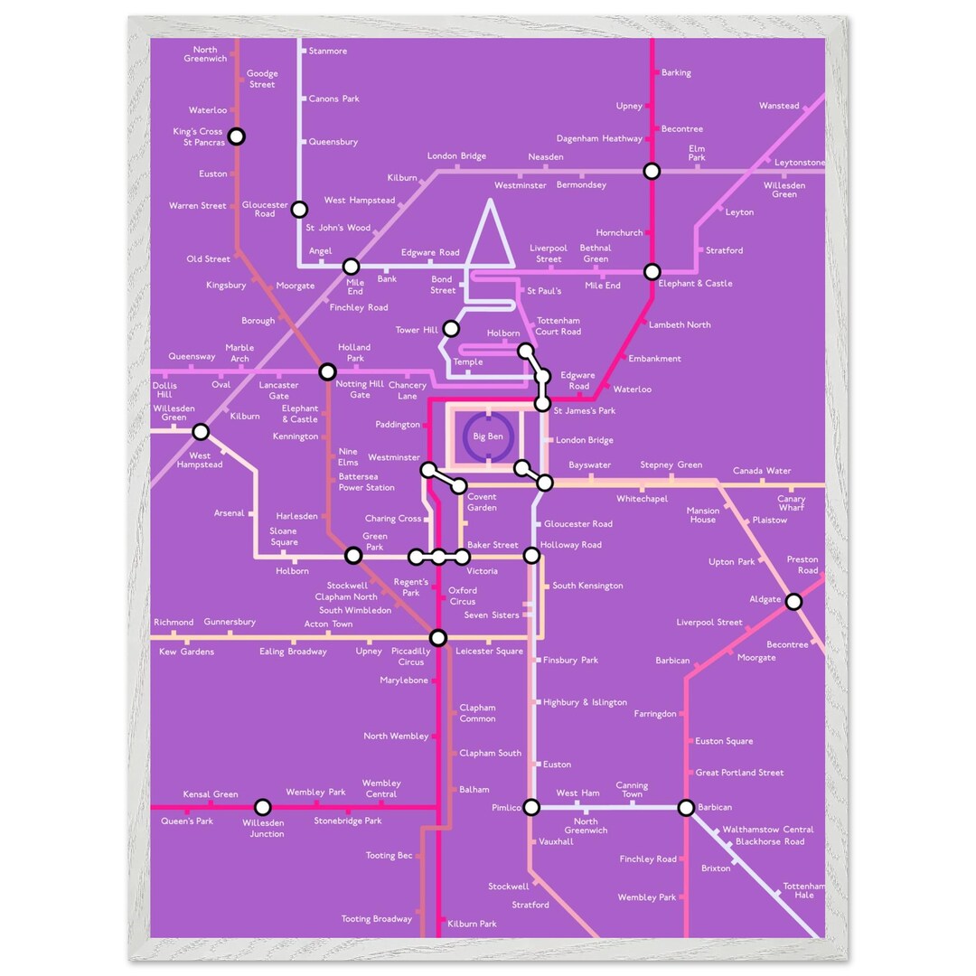London Big Ben & Tube Map Art – Modern Minimalist Travel Poster, UK ...