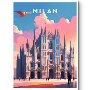 Milan Poster - Stunning Art Print of Milan Cathedral With Vibrant ...