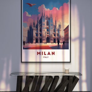 Milan Poster Stunning Art Print of Milan Cathedral With Vibrant Sunset ...
