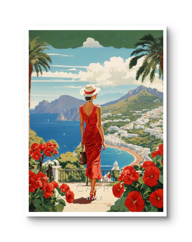 Capri Poster Stunning Art Print of Capri's Scenic Coastline With ...
