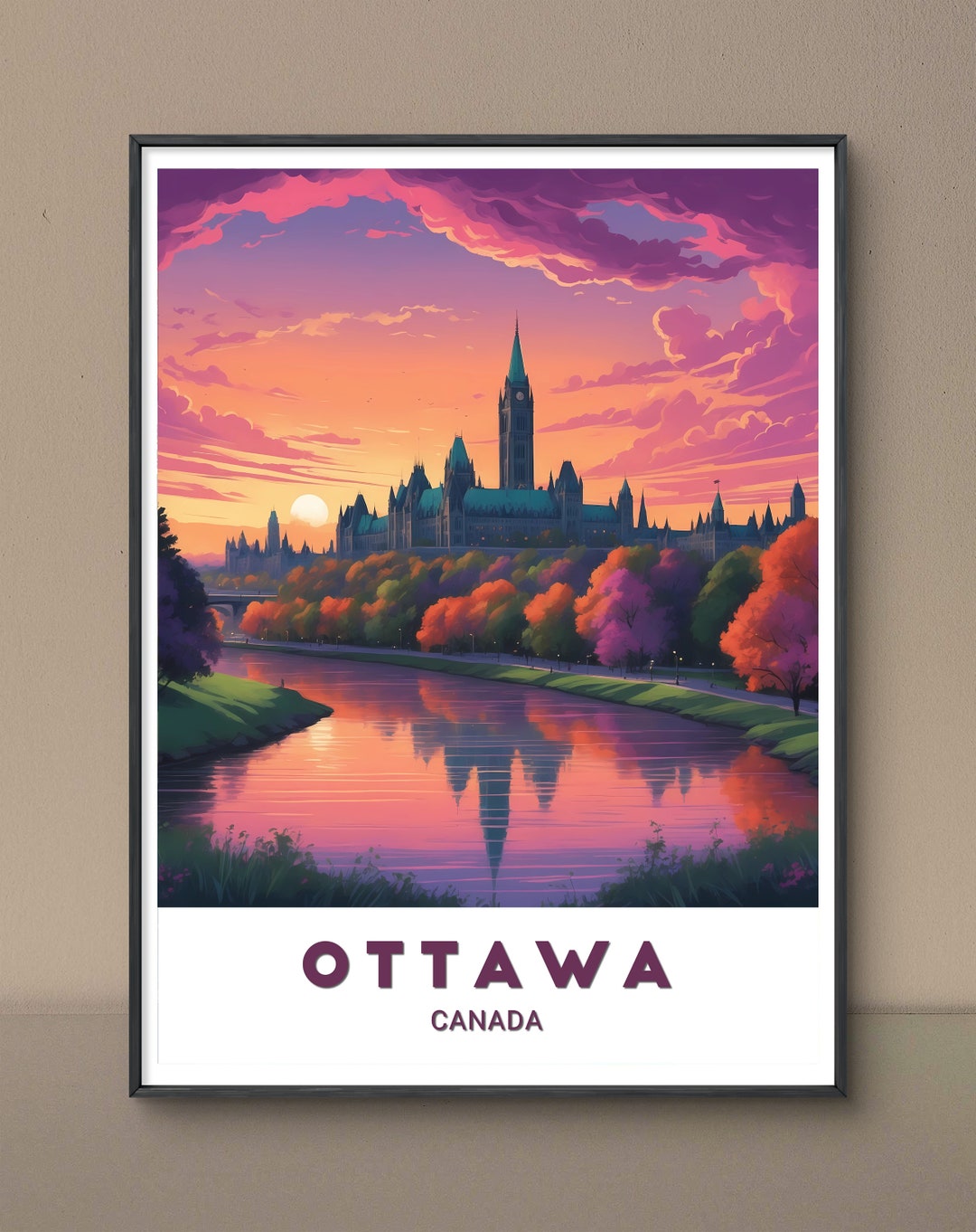 Ottawa Poster Breathtaking Sunset Over Parliament Hill and Rideau Canal ...