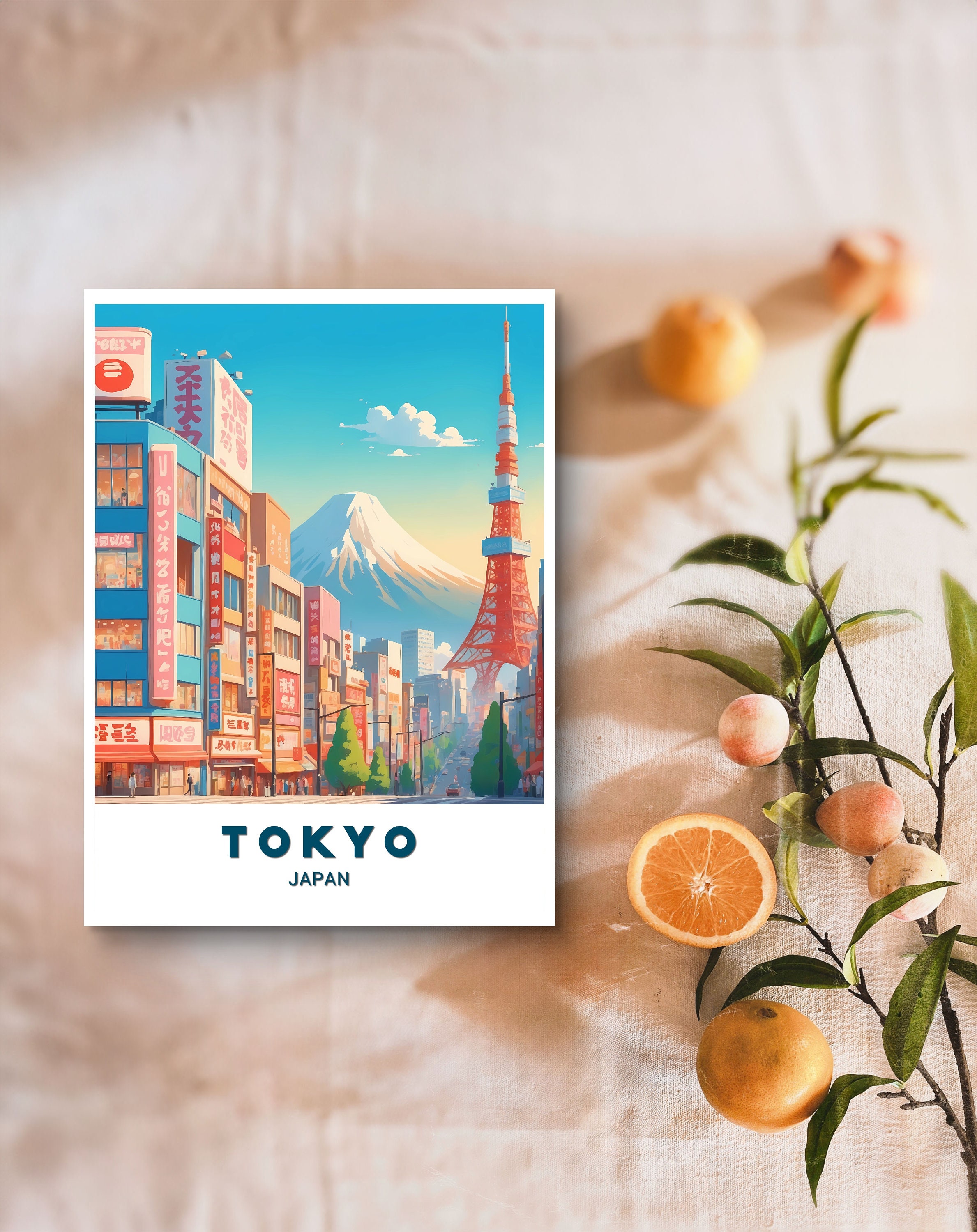 Tokyo Poster Vibrant Print of Tokyo Skyline With Mount Fuji and Tokyo ...