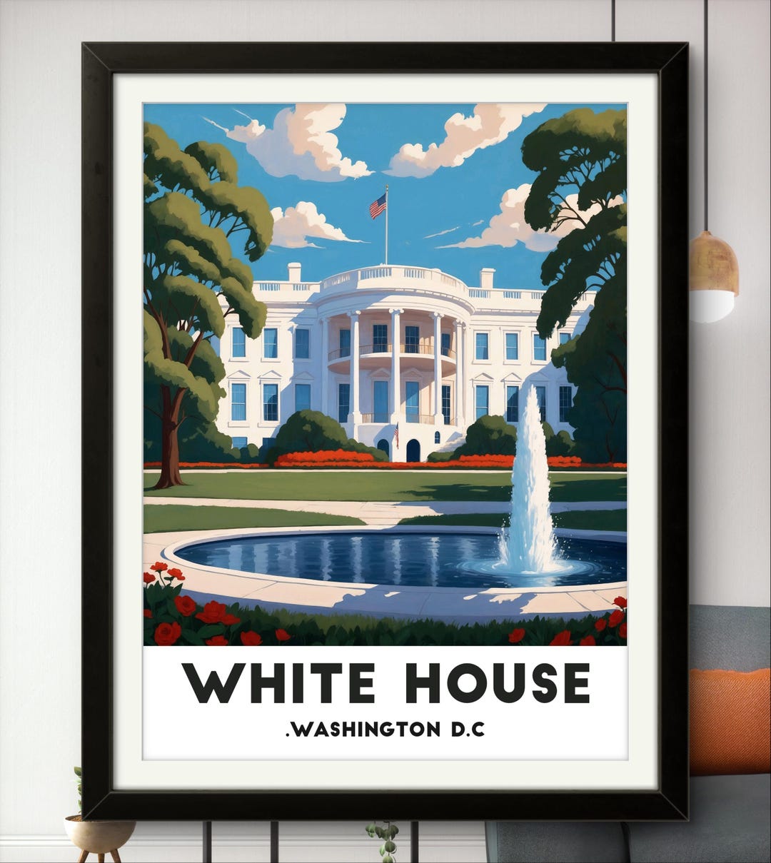 White House Poster – Washington D.C. Landmark Art, American Icon Print ...