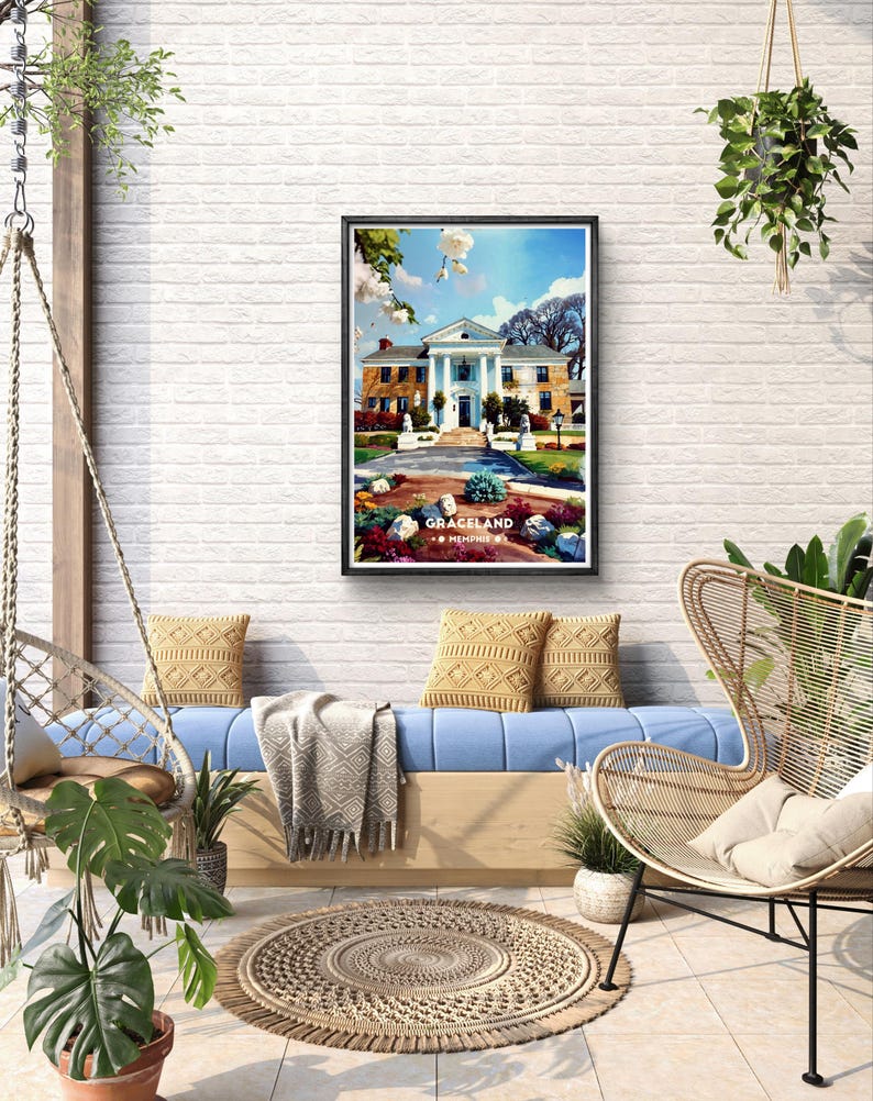 Graceland Memphis Poster – Iconic Elvis Presley Home Art Print – Rock ...