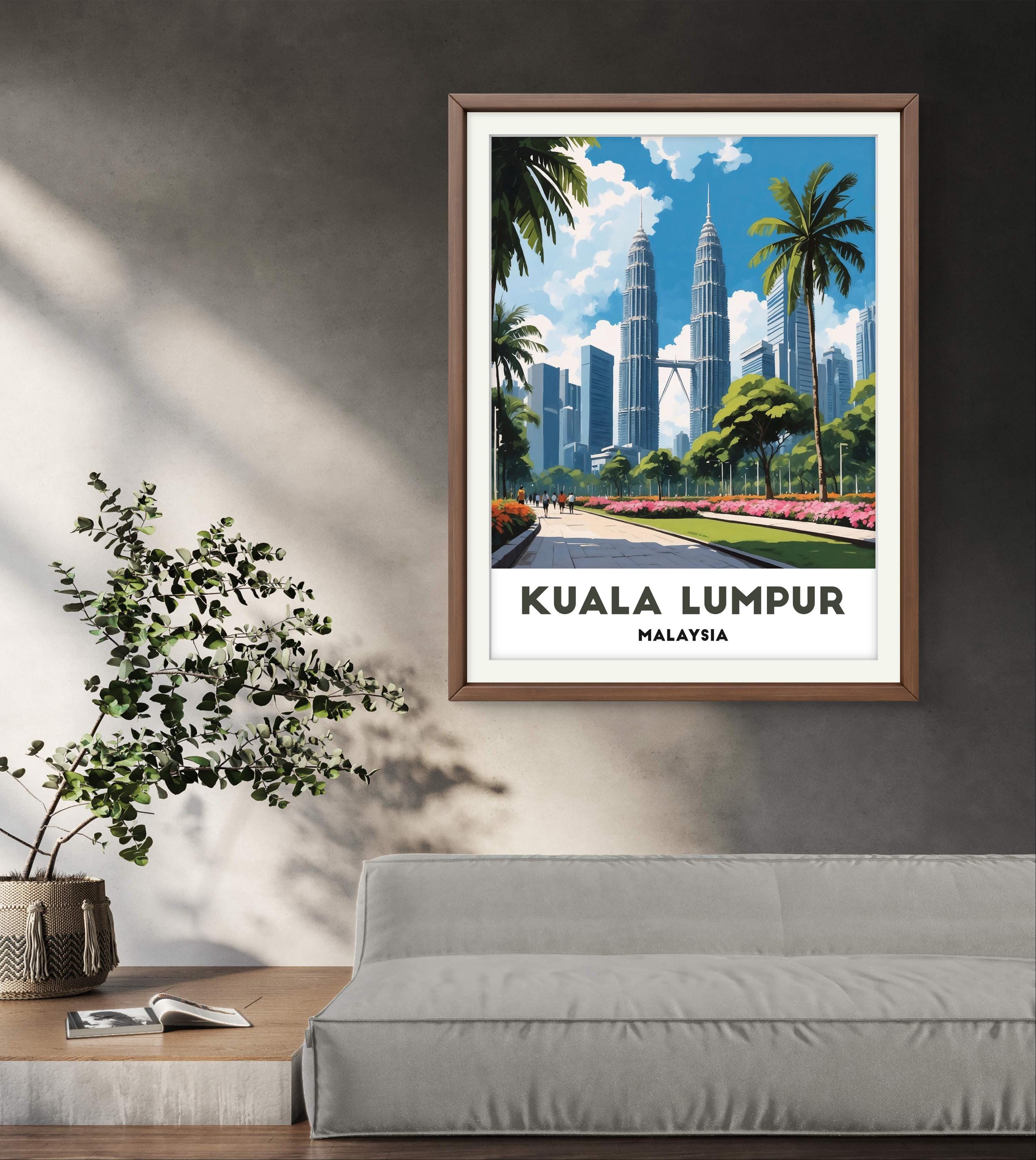 Iconic Kuala Lumpur Malaysia Poster - Petronas Towers and Lush ...