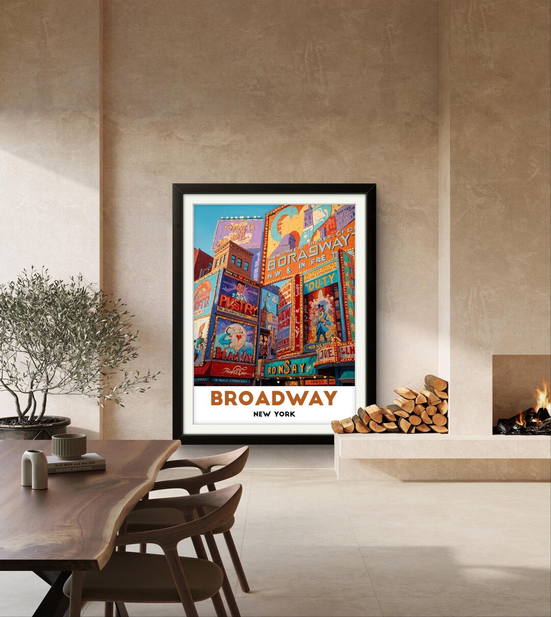 Broadway Poster, Vibrant New York Theater District Art, Iconic Times ...