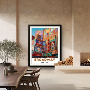 Broadway Poster, Vibrant New York Theater District Art, Iconic Times ...