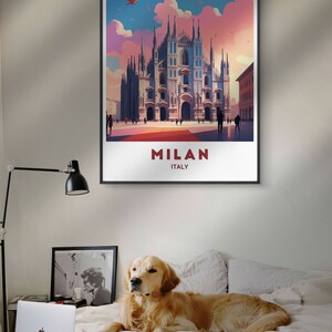 Milan Poster Stunning Art Print of Milan Cathedral With Vibrant Sunset ...