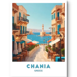 Chania Poster - Vibrant Coastal Scene From Chania, Crete, Greece ...
